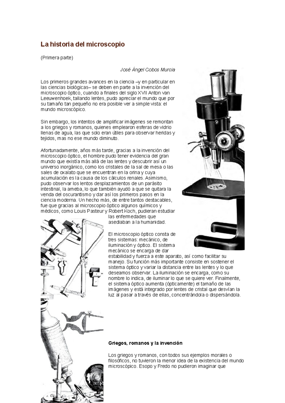 La historia del microscopio - La historia del microscopio (Primera ...