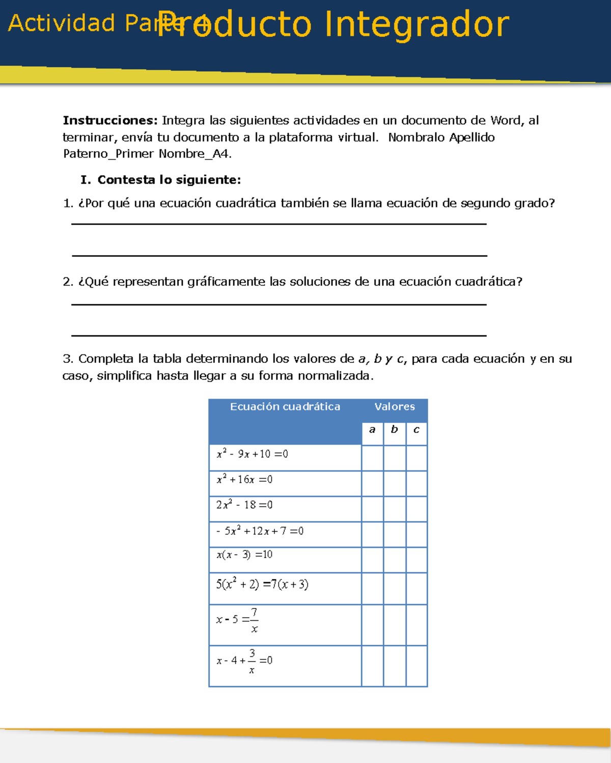 Parte 4 Matemáticas - Muchas matemáticas liniales - Actividad Parte ...
