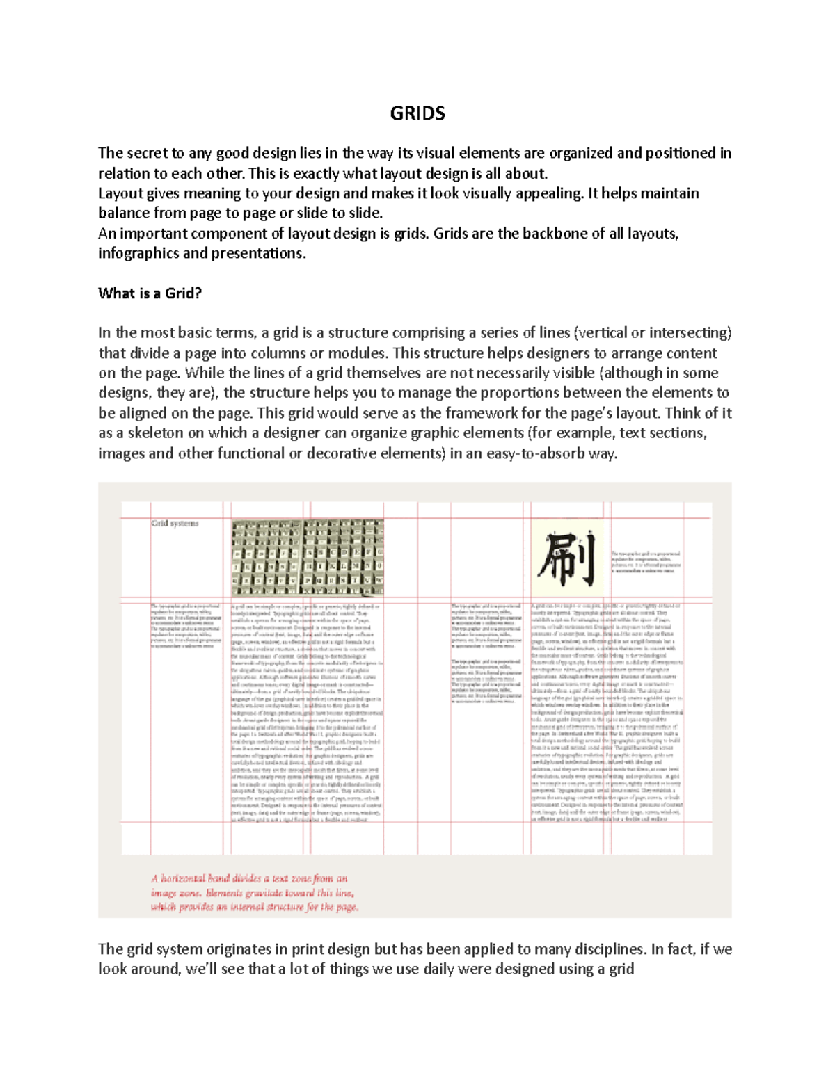 Grids - Lecture Notes - GRIDS The secret to any good design lies in the ...