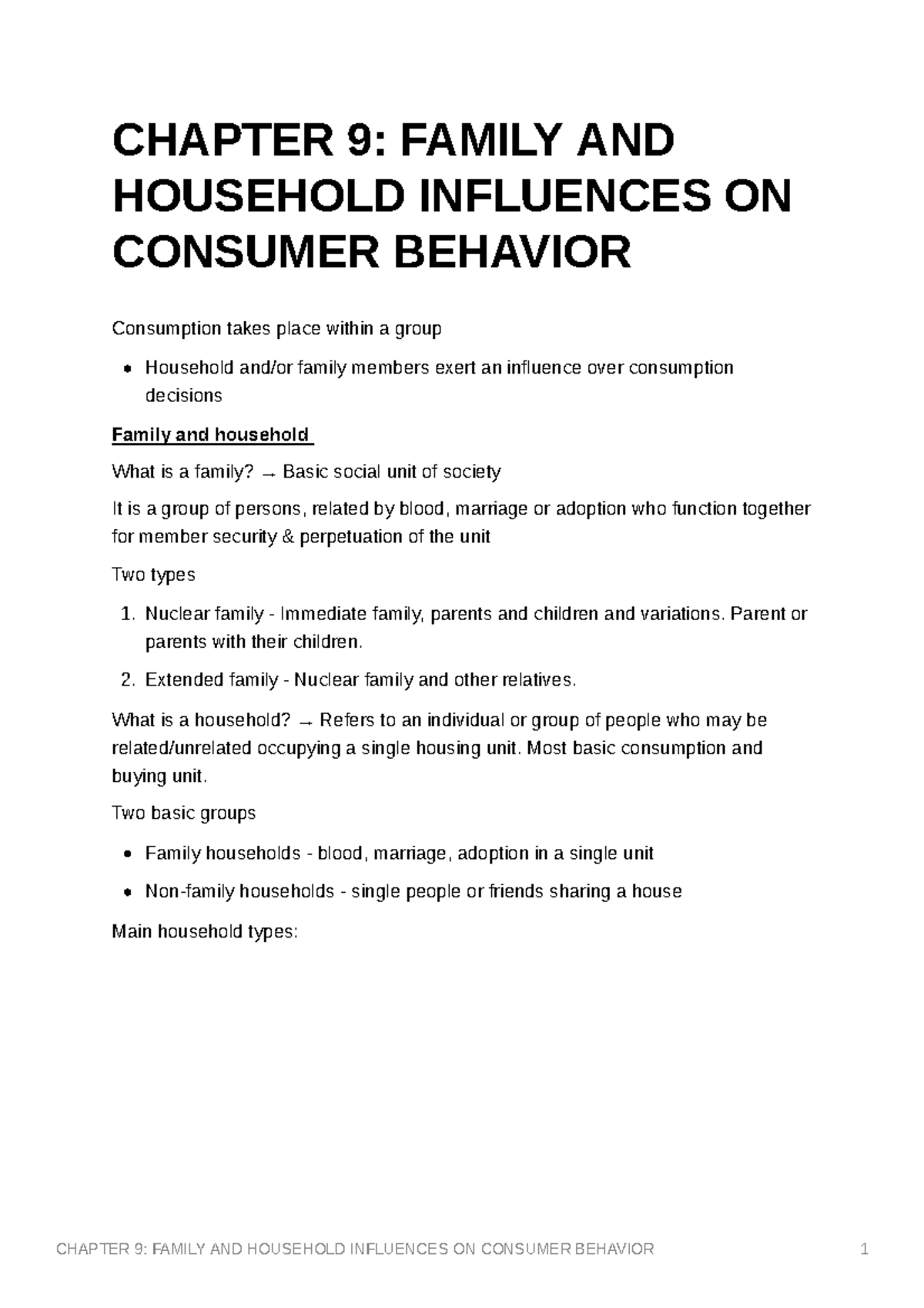 Chapter 9 Family AND Household Influences ON Consumer Behavior ...