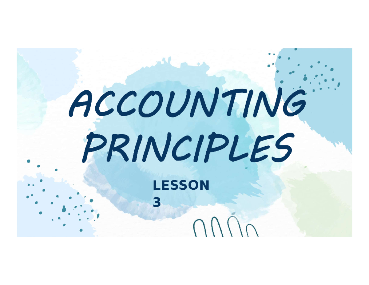 Lesson 3 Basic Accounting - ####### LESSON ####### 3 Assets ...