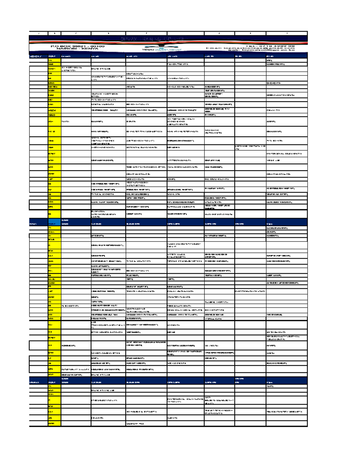 JUNE 2024 Updated Timetable - A B C D E G H I MONDAY LEC/TIME 6.30-8 8 ...