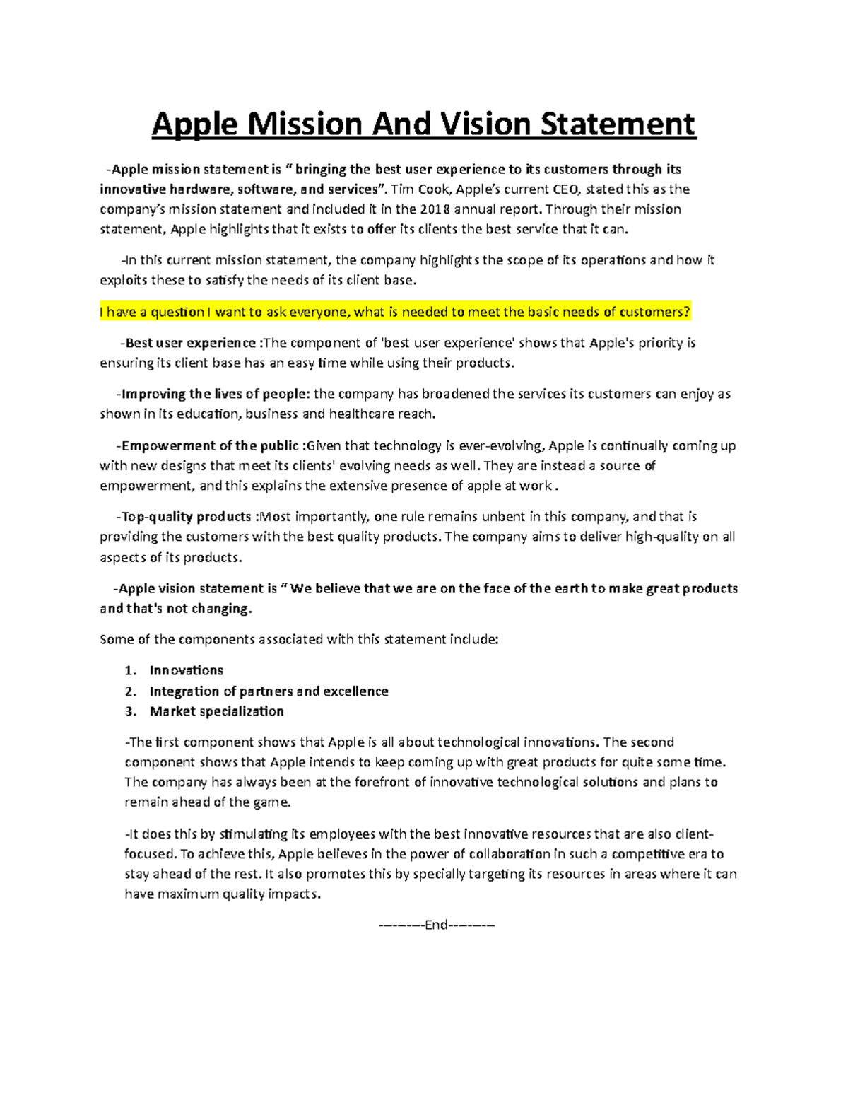 Apple Mission And Vision Statement - Tim Cook, Apple’s current CEO, stated this as the company’s ...