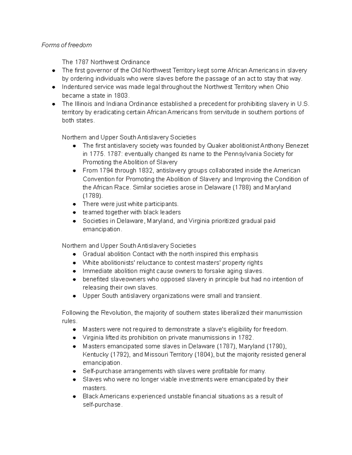 American Slavery in New Republic part 2 - Forms of freedom The 1787 ...