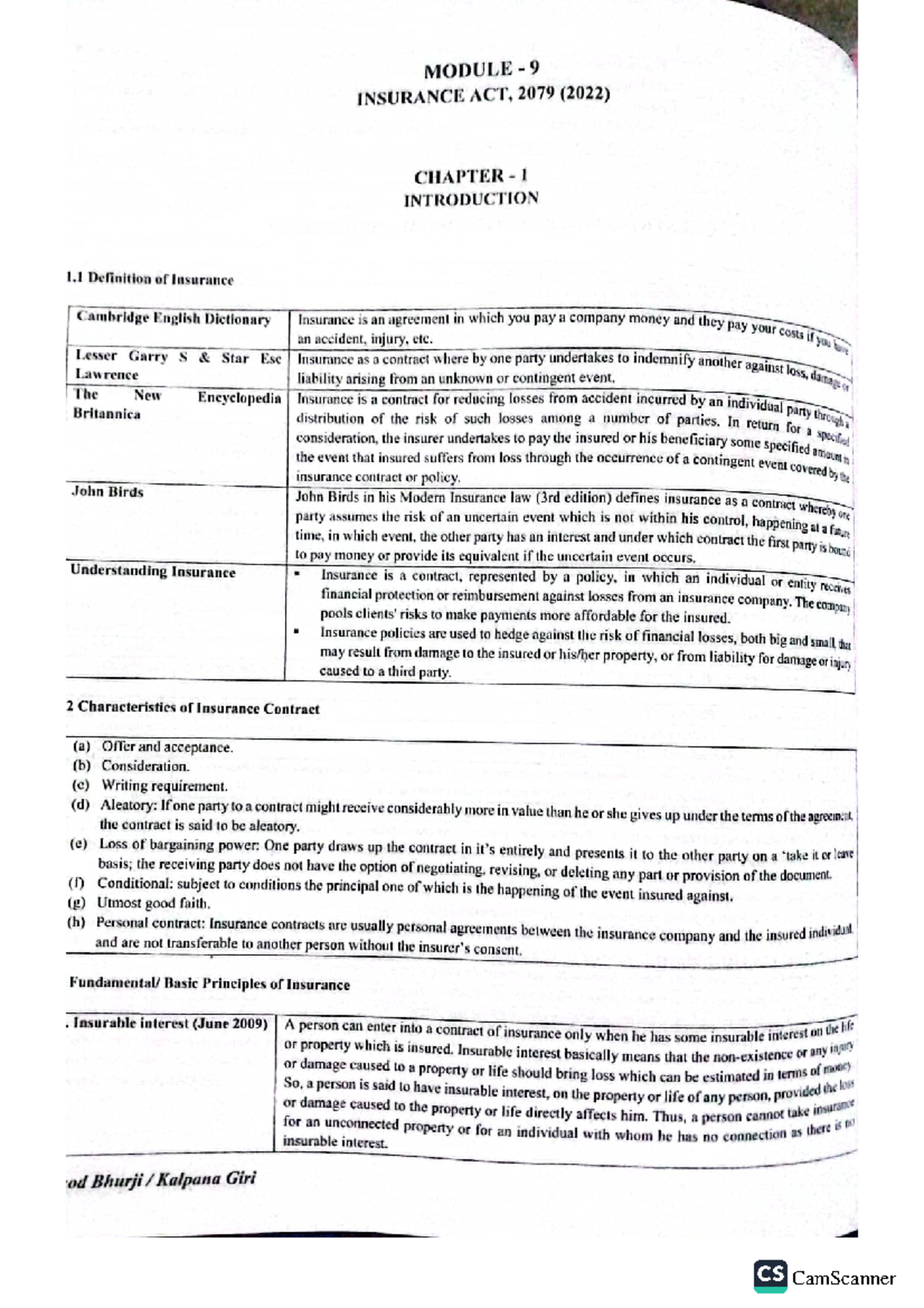 Insurance Act Summary - Bachelors of Business Administration - TU - Studocu