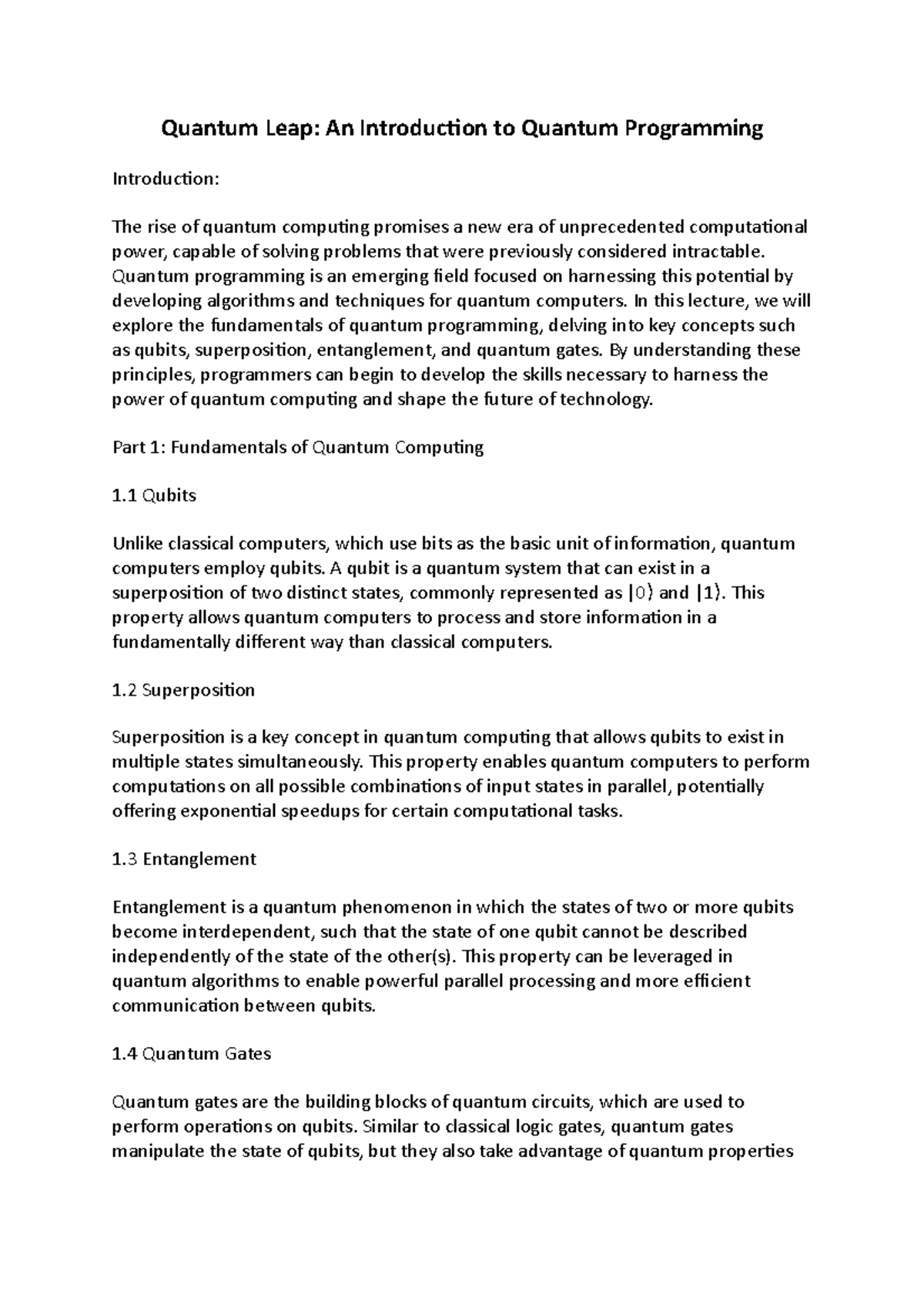 Quantum Leap An Introduction To Quantum Programming Quantum Leap An Introduction To Quantum