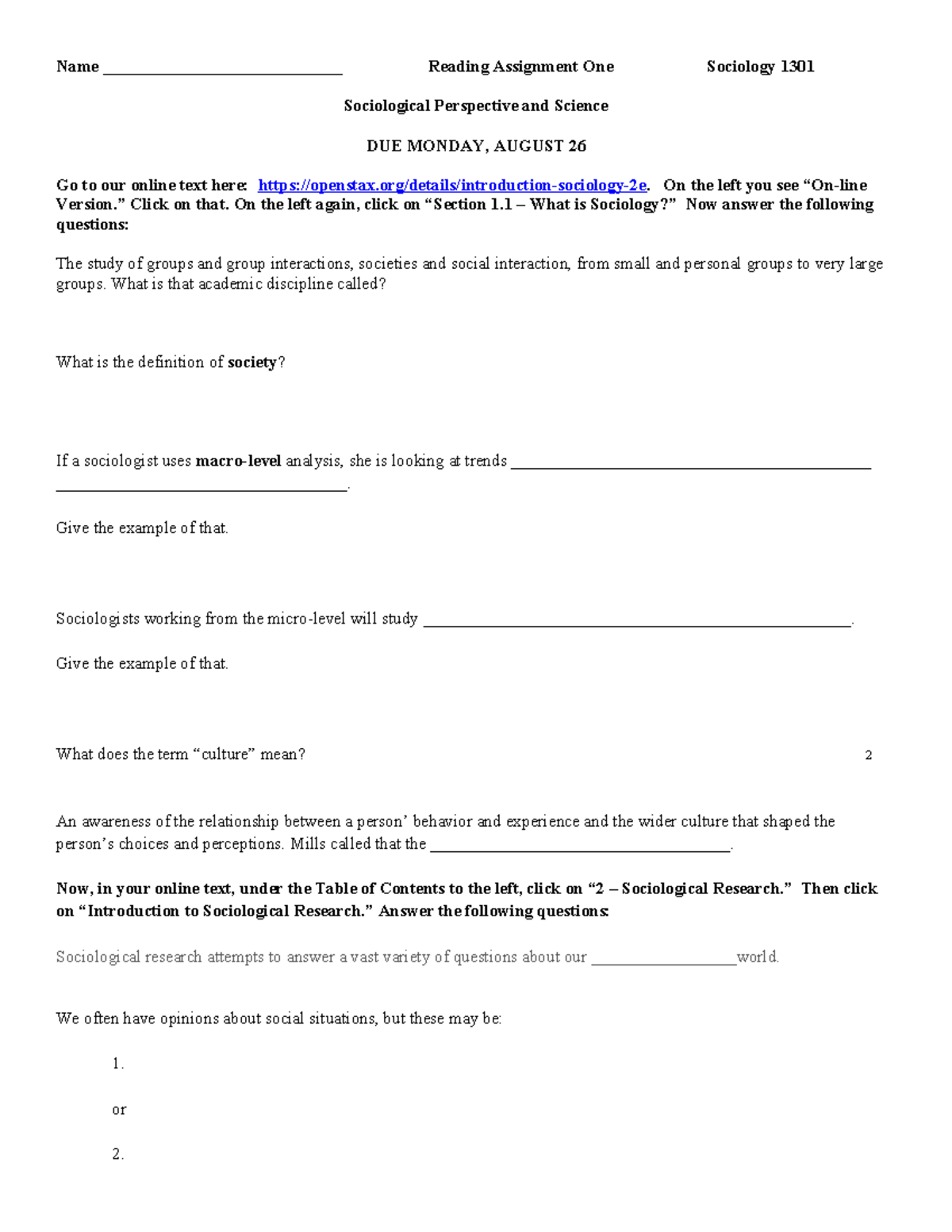 RA1Persp&Science 2 - notes - Name ____________________________ Reading ...