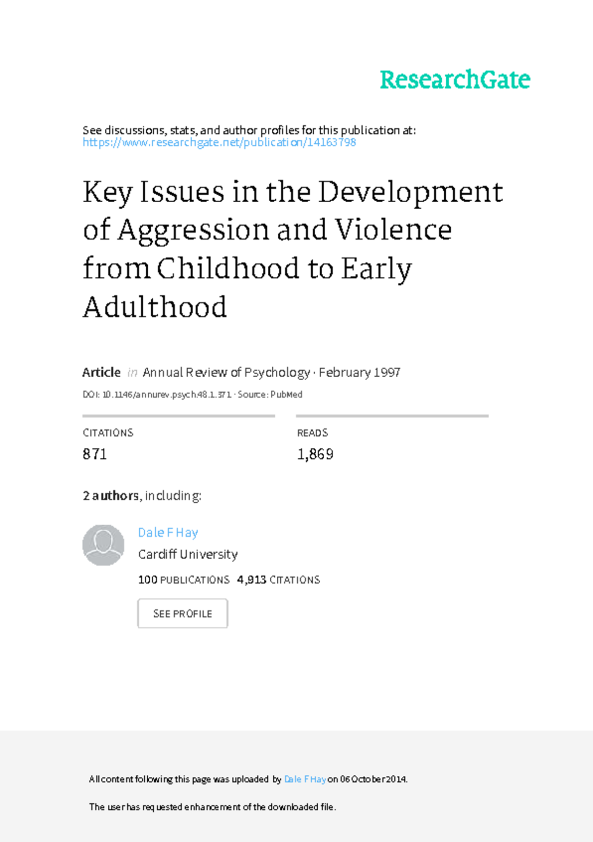 Key issues in the development of aggress - See discussions, stats, and ...