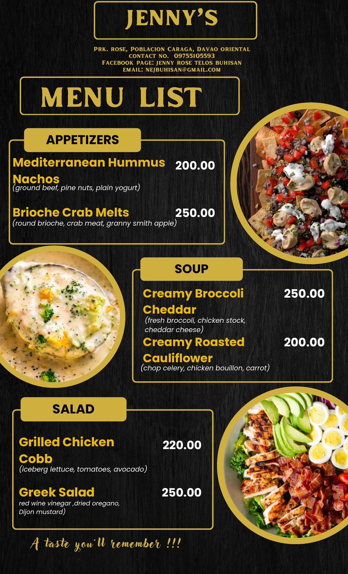 Black and Yellow Simple Food Price List Menu - menu list Prk. rose ...