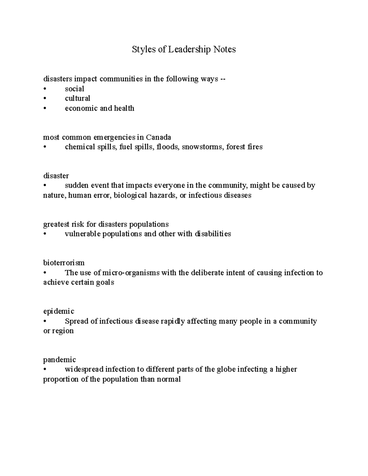 Leadership and Management Lecture Notes - Styles of Leadership Notes ...