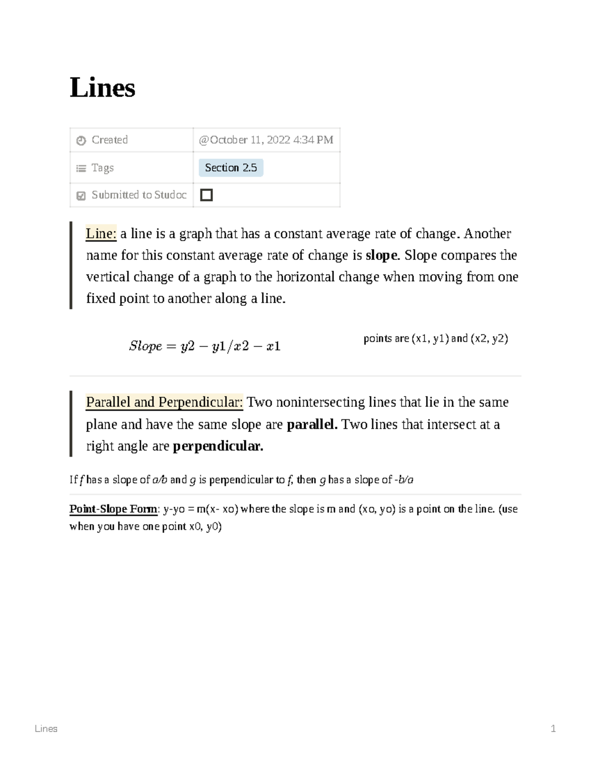 Lines (Lecture Notes) - Lines 1 Lines Created Tags Section 2. Submitted ...