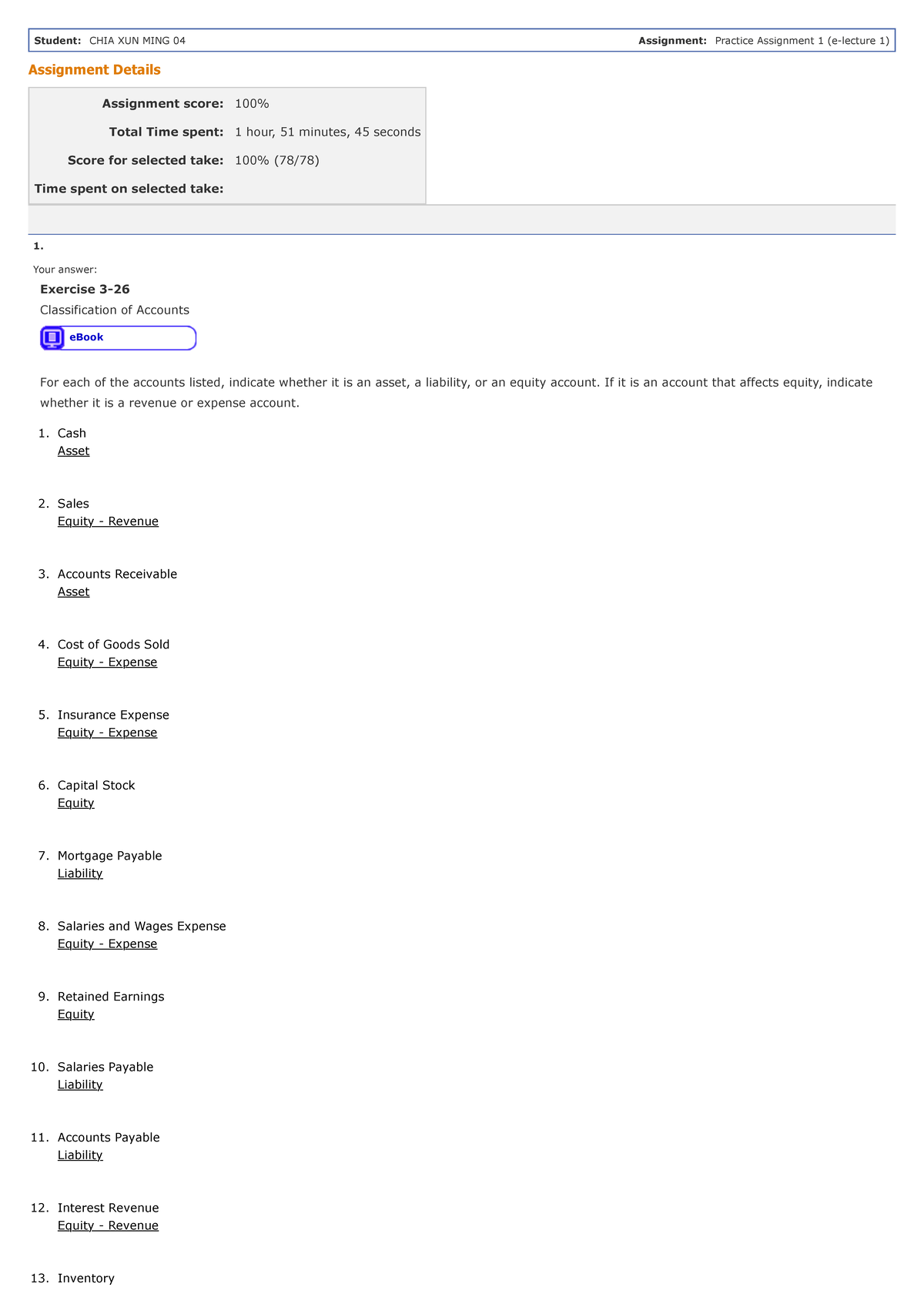 Practice Assignment 1 (e-lecture 1) - Student: CHIA XUN MING 04 ...