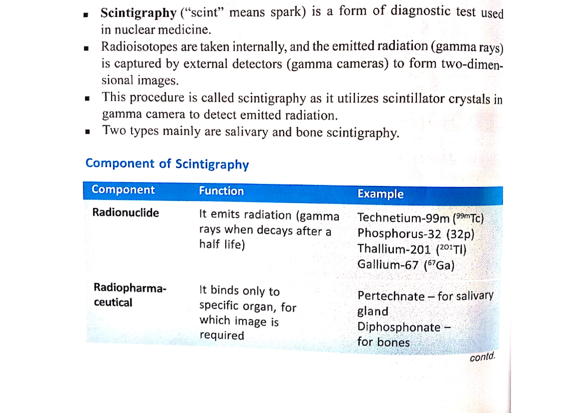 Scintigraphy - Notes - BDS - Studocu