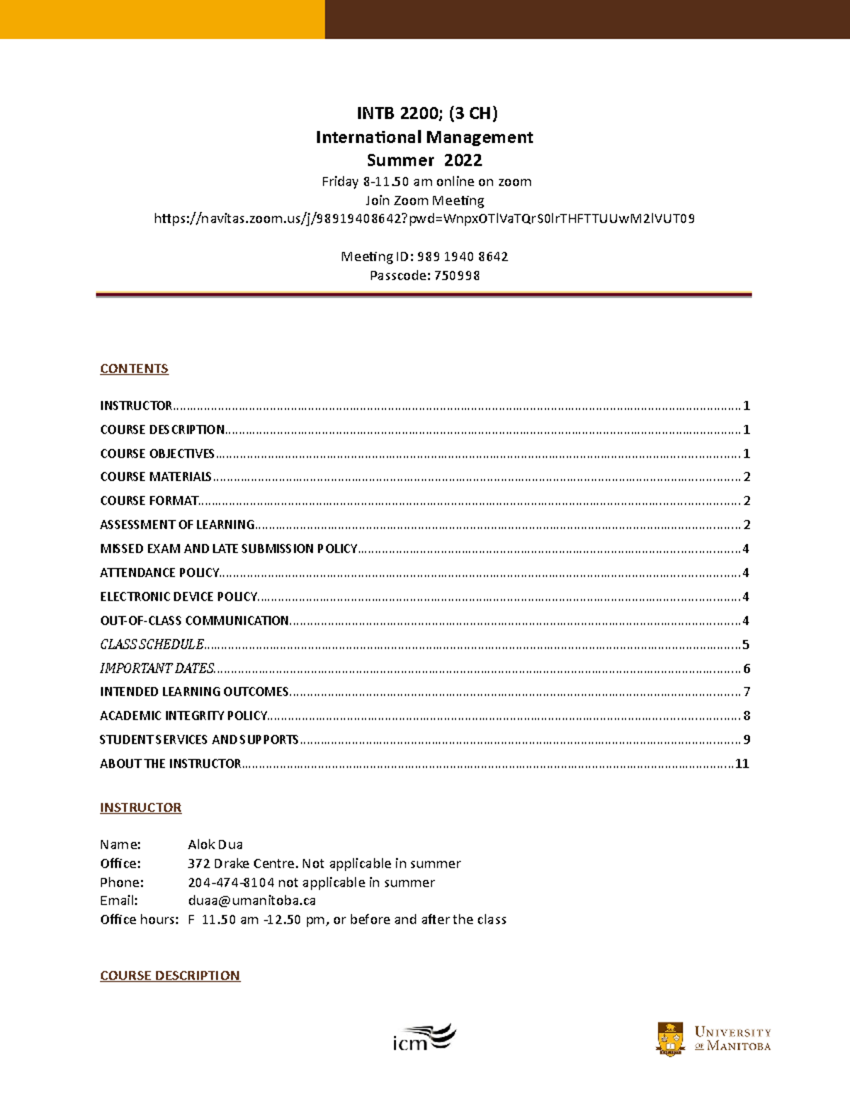 Co intb 2200 sum 22 friday 8am class - INTB 2200; (3 CH) International ...