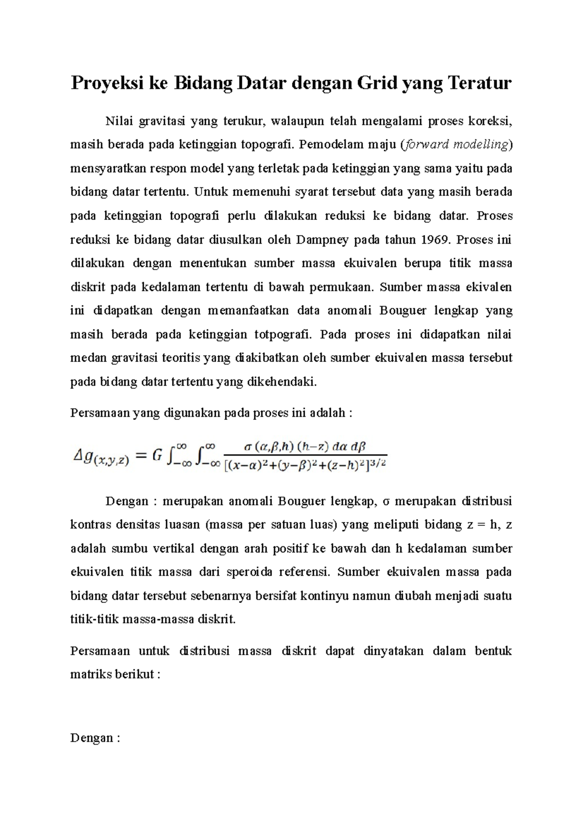 Proyeksi ke Bidang Datar dengan Grid yang Teratur - Pemodelam maju ...