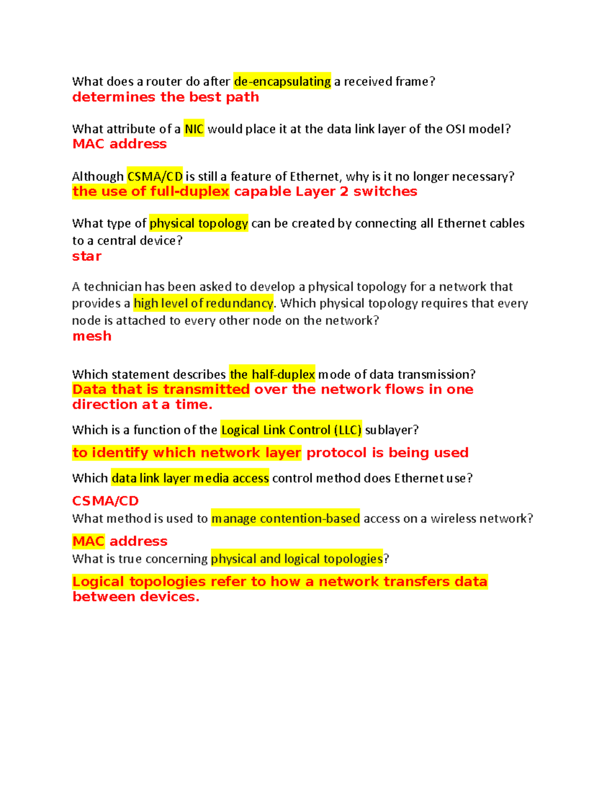 Netacad - What does a router do after de-encapsulating a received frame ...