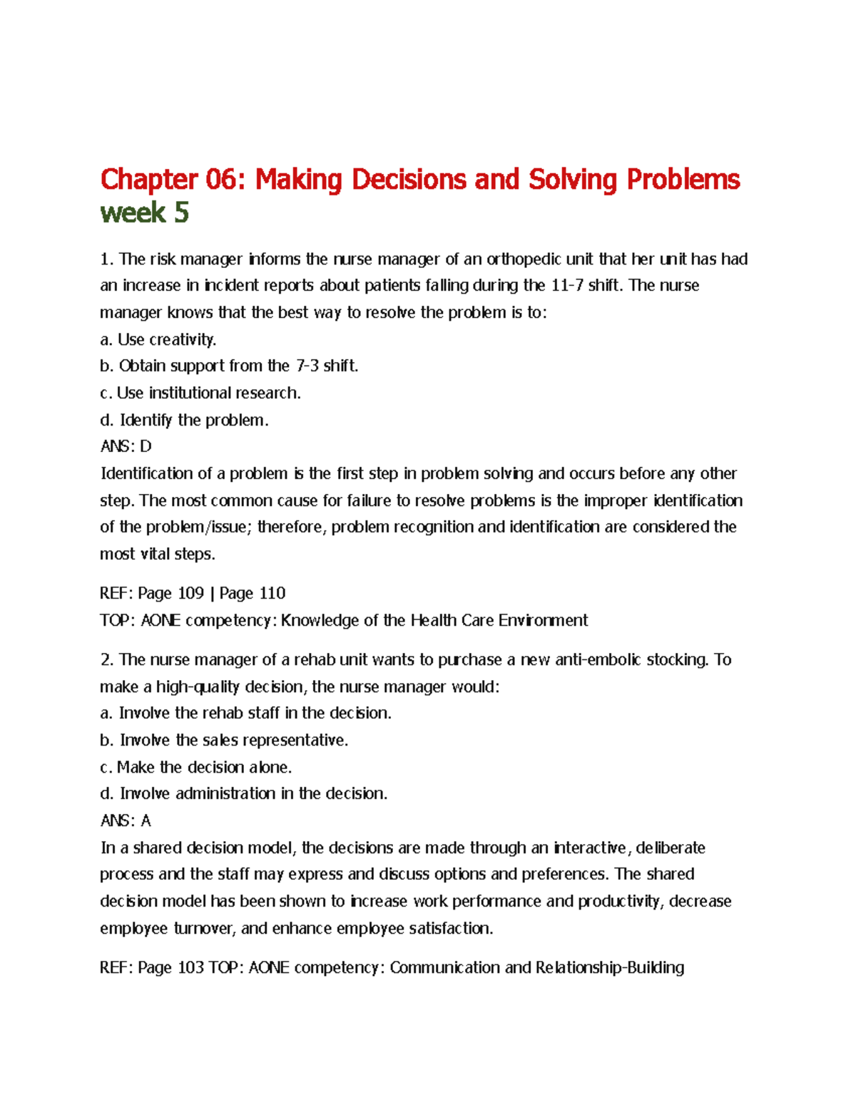 RS test bank questions, study questions exam 1-3 - Chapter 06: Making ...