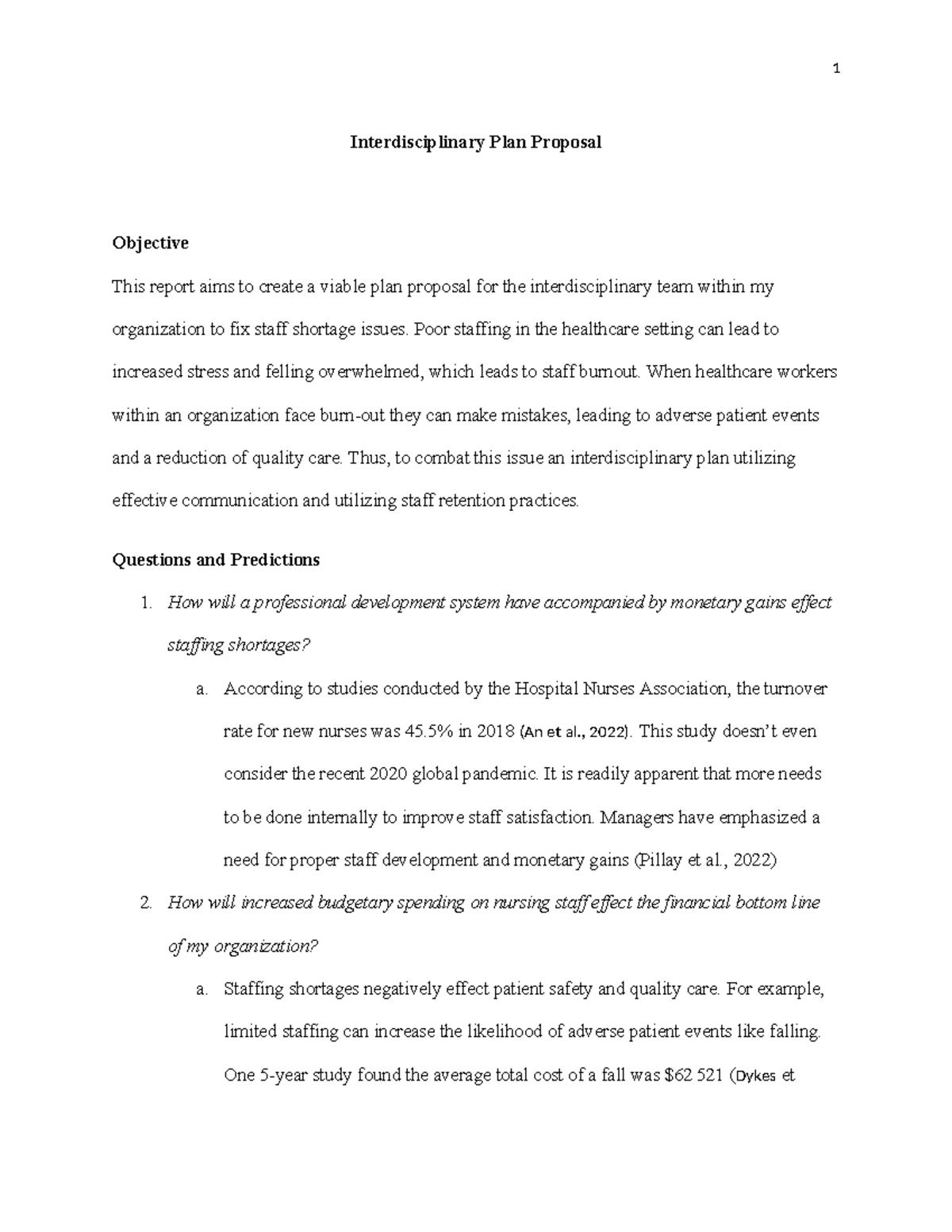 Cf plan proposal - 2 essay - Interdisciplinary Plan Proposal Objective ...