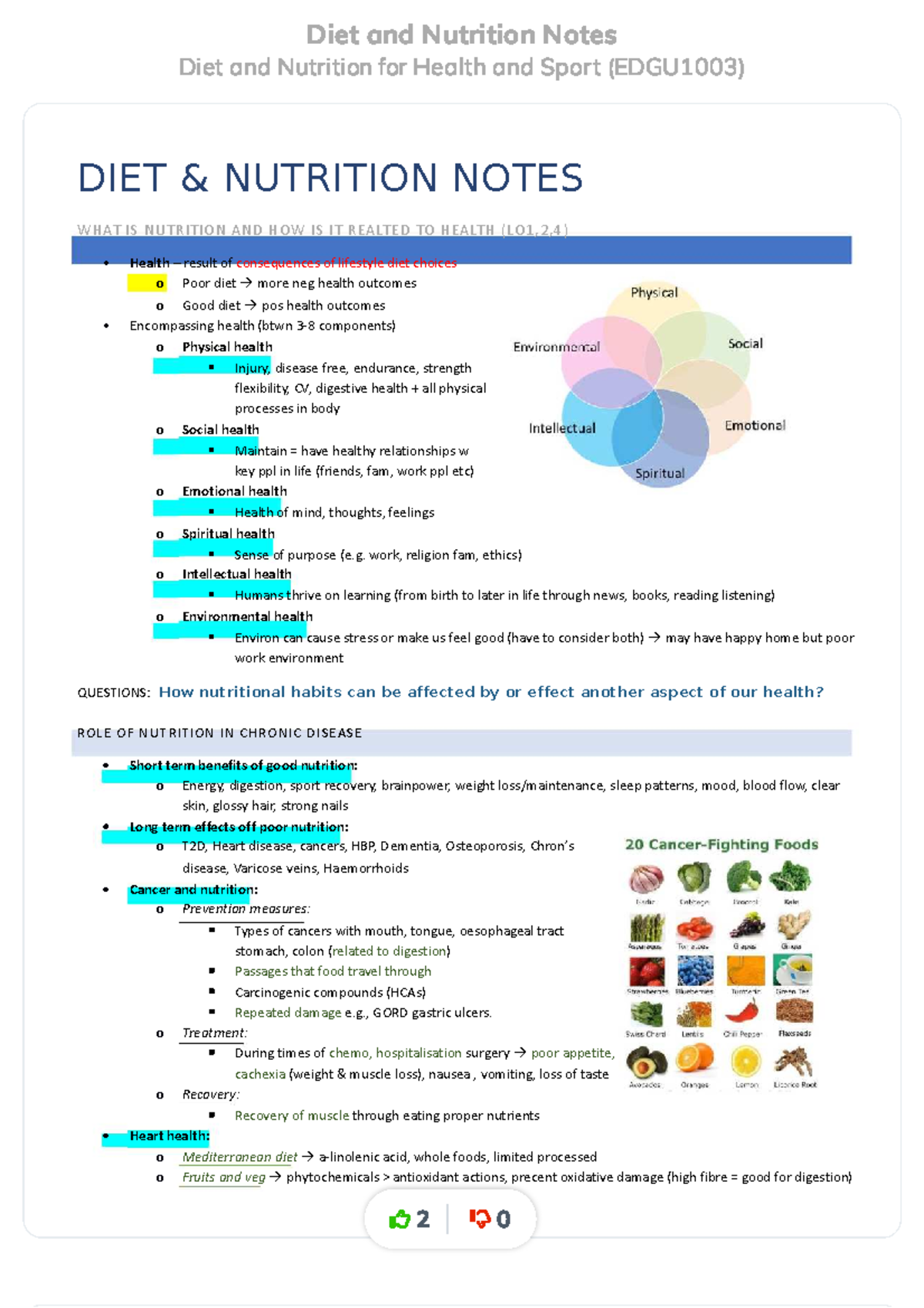 edgu1003 notes weeks 1-12 - Diet and Nutrition Notes Diet and Nutrition ...