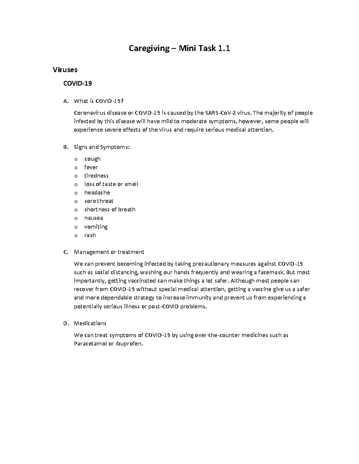 Examples of Viruses, Parasites, and Bacteria - Caregiving – Mini Task 1 ...