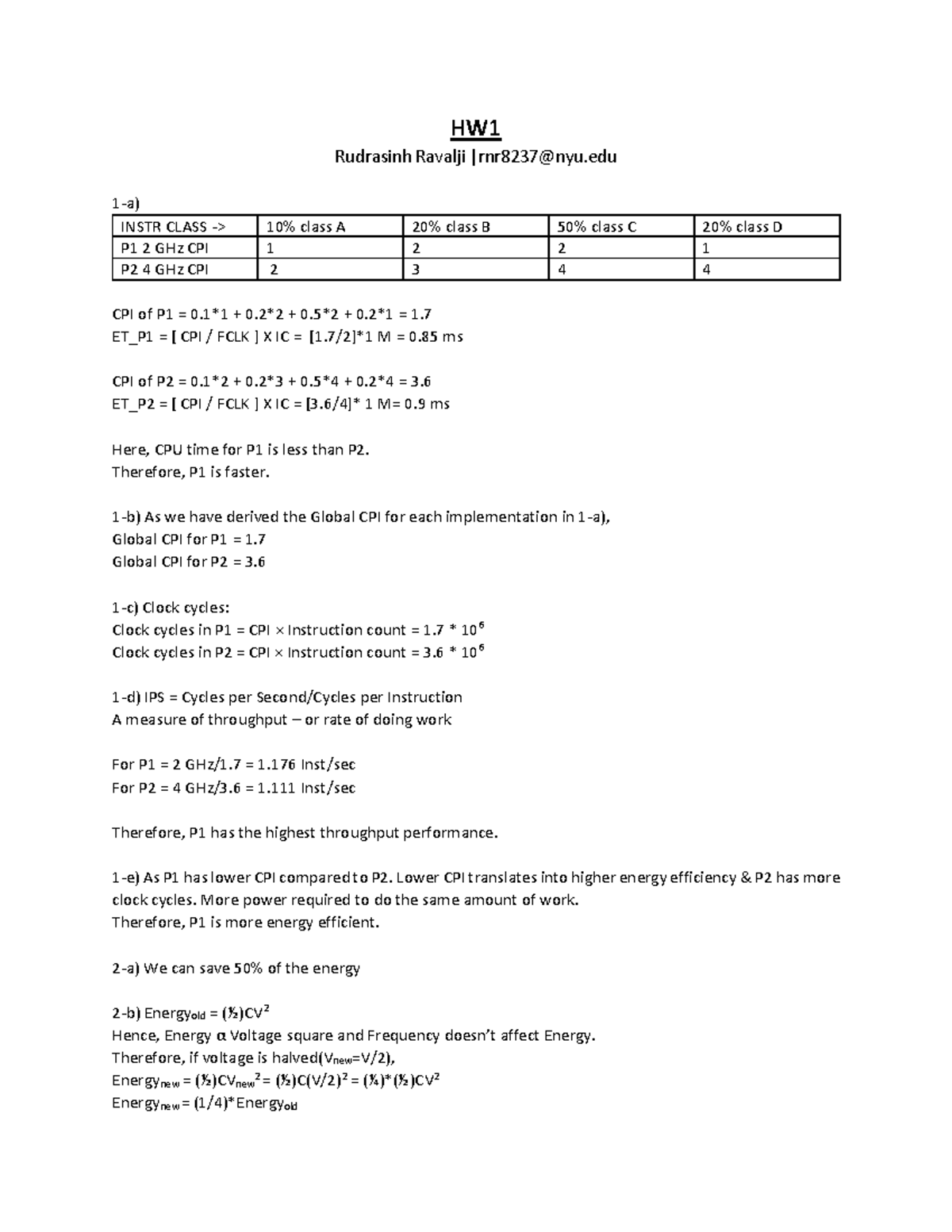 Rnr8237 HW1 - read it - HW Rudrasinh Ravalji |rnr8237@nyu 1-a) INSTR CLASS -> 10% class A 20% ...