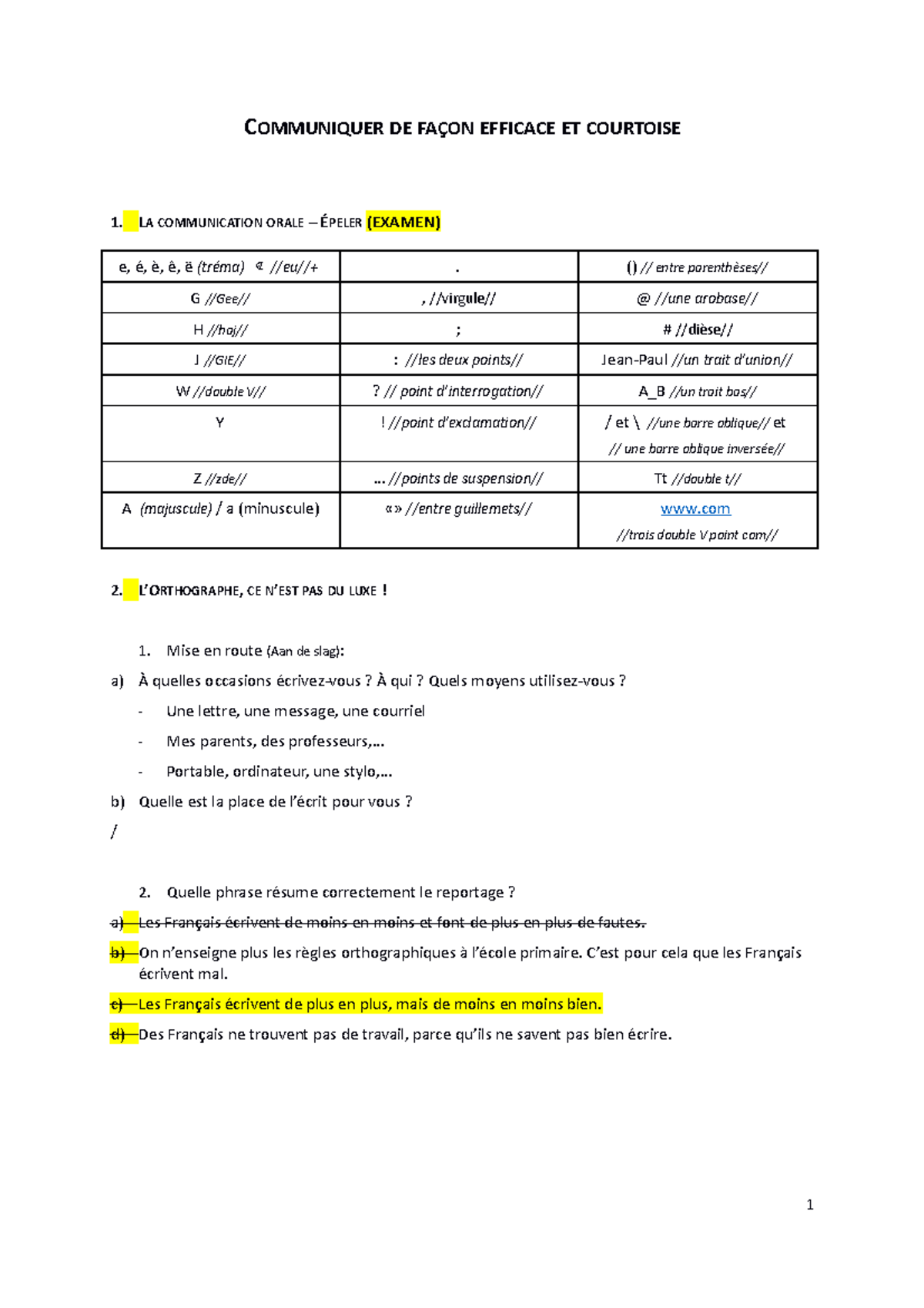 Communiquer de façon efficace et courtoise (23-24)[14] - COMMUNIQUER DE ...