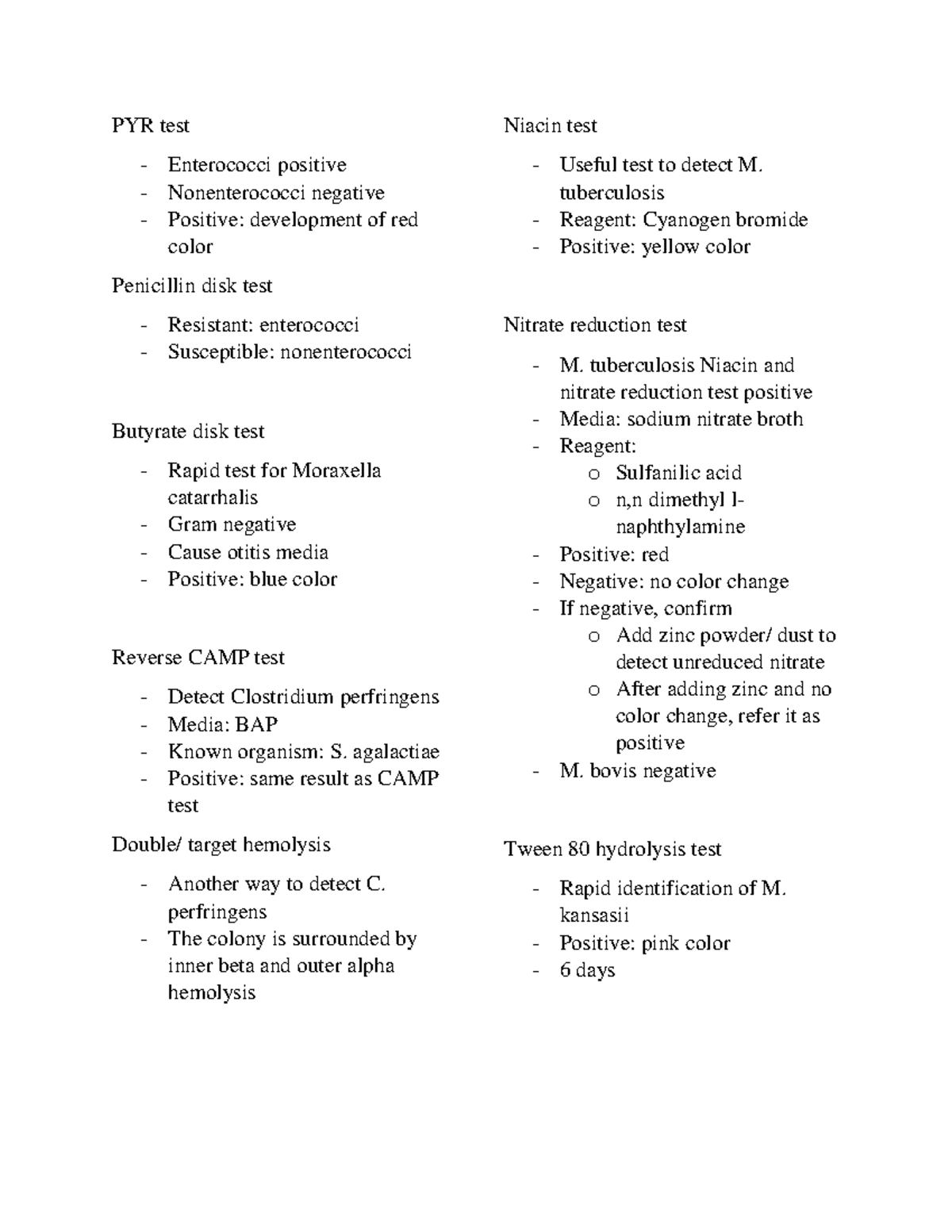 Bacteriology Review Notes - 15 - PYR test Enterococci positive ...