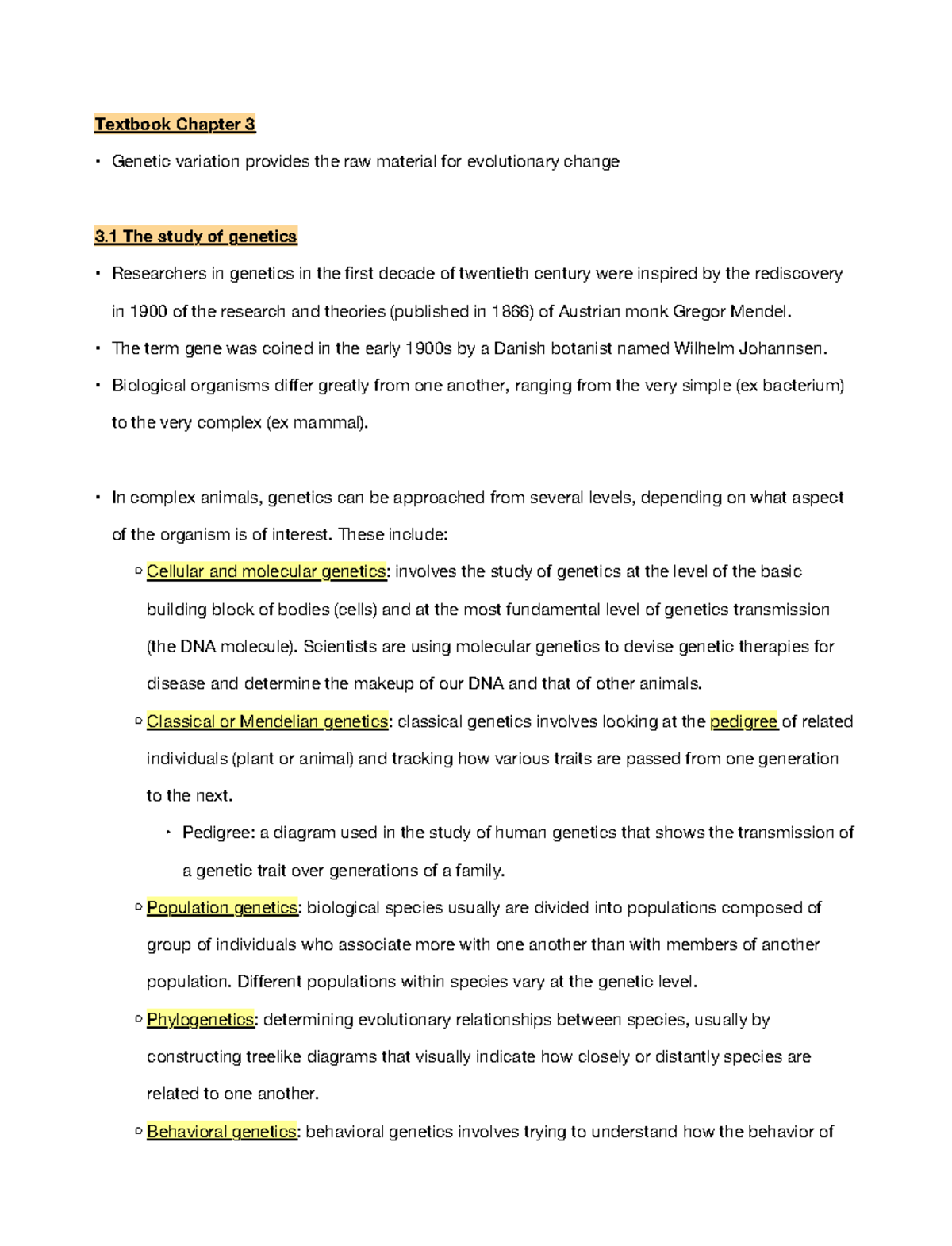 ARCH Module#3.1-3.2 Reading - Textbook Chapter 3 Genetic variation ...