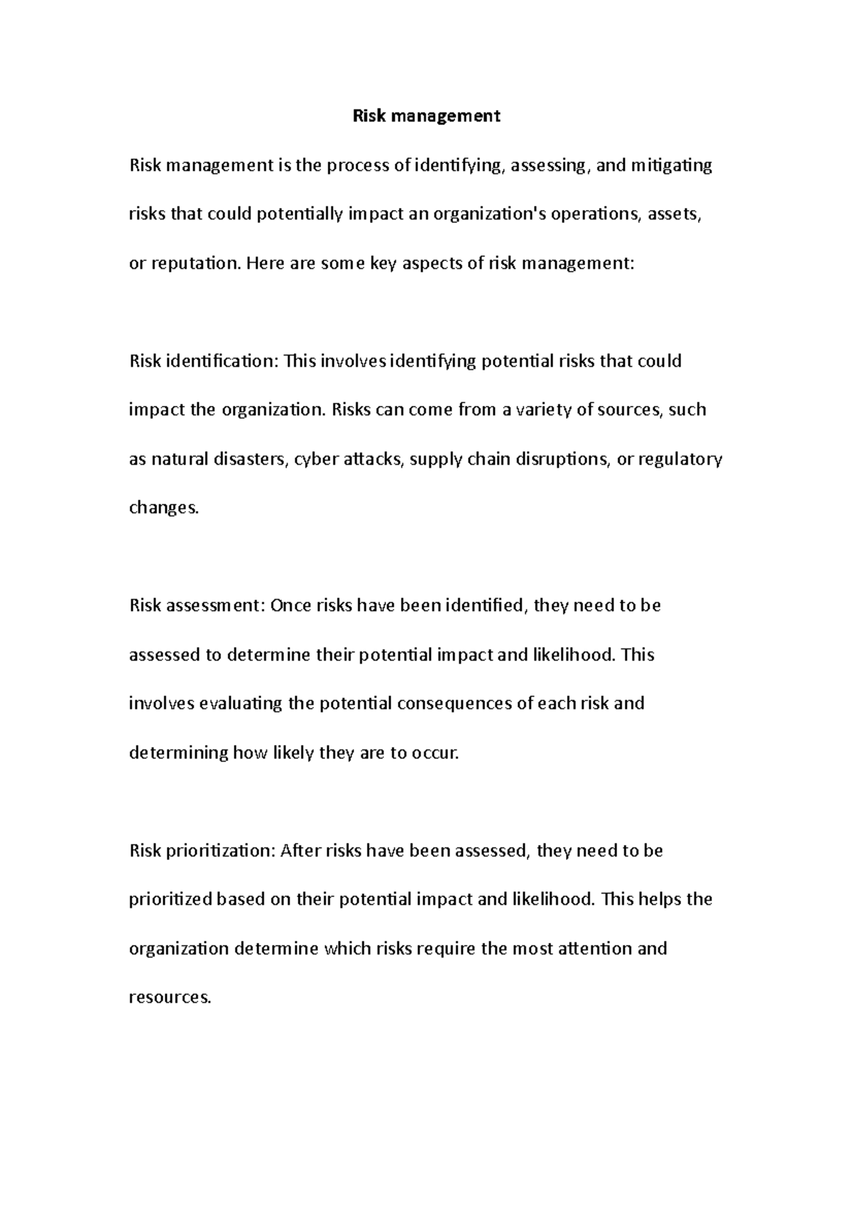 Risk management - Risk management Risk management is the process of ...