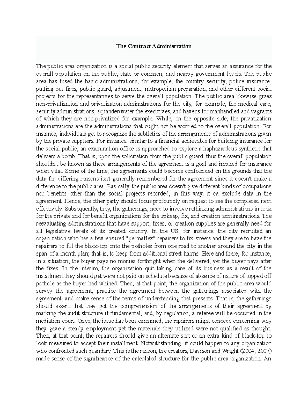 The Contract Administration - Basic Research - Studocu