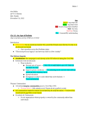 Give Me Liberty! Chapter 13 APUSH Notes - Ava Malia AP U. History Mrs ...