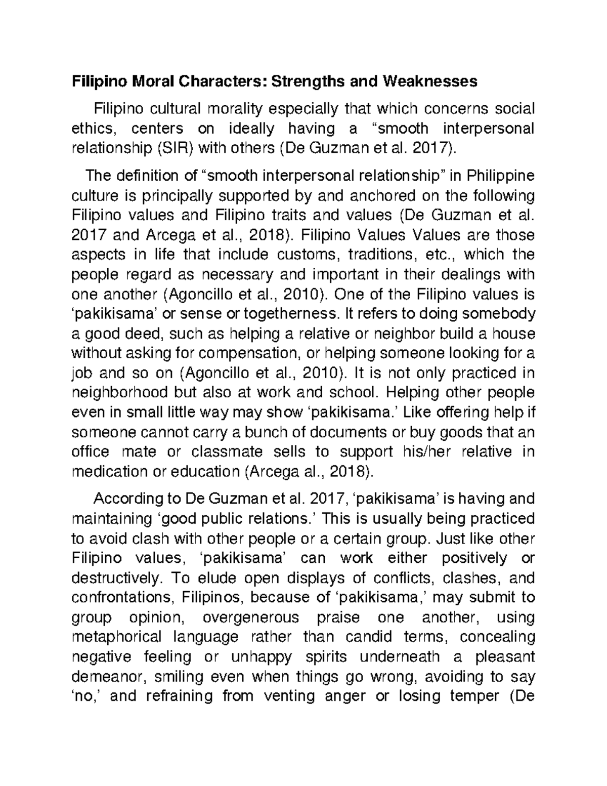 Filipino Moral Characters 1 - 2017). The definition of “smooth ...