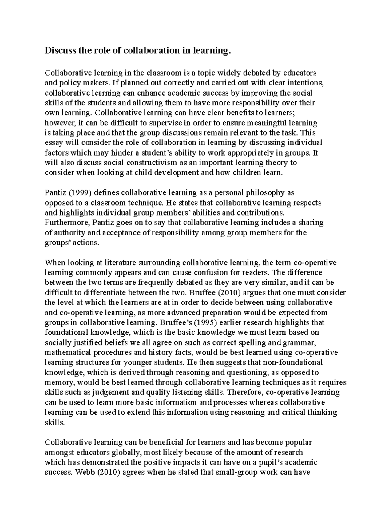 Collaborative Learning Essay - X9280 - Strath - Studocu