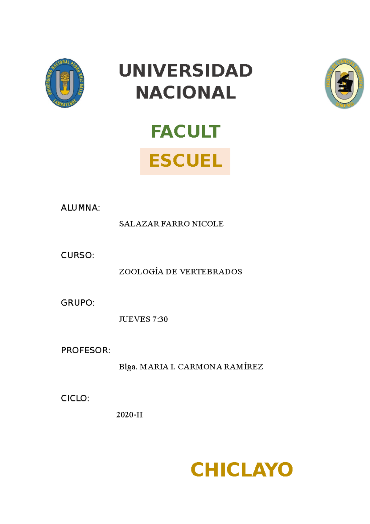 Anfibios informe - dnmamsmfmafa - UNIVERSIDAD NACIONAL FACULT ESCUEL ...