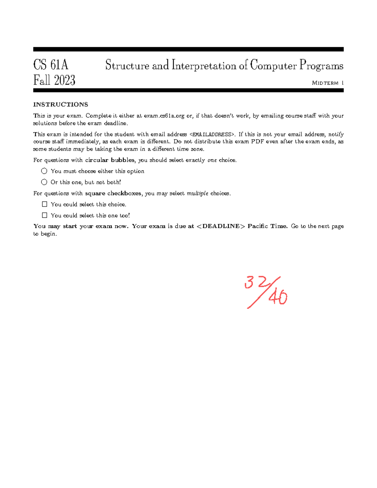 61a-fa23-mt1 - past midterms - CS 61A Structure and Interpretation of ...