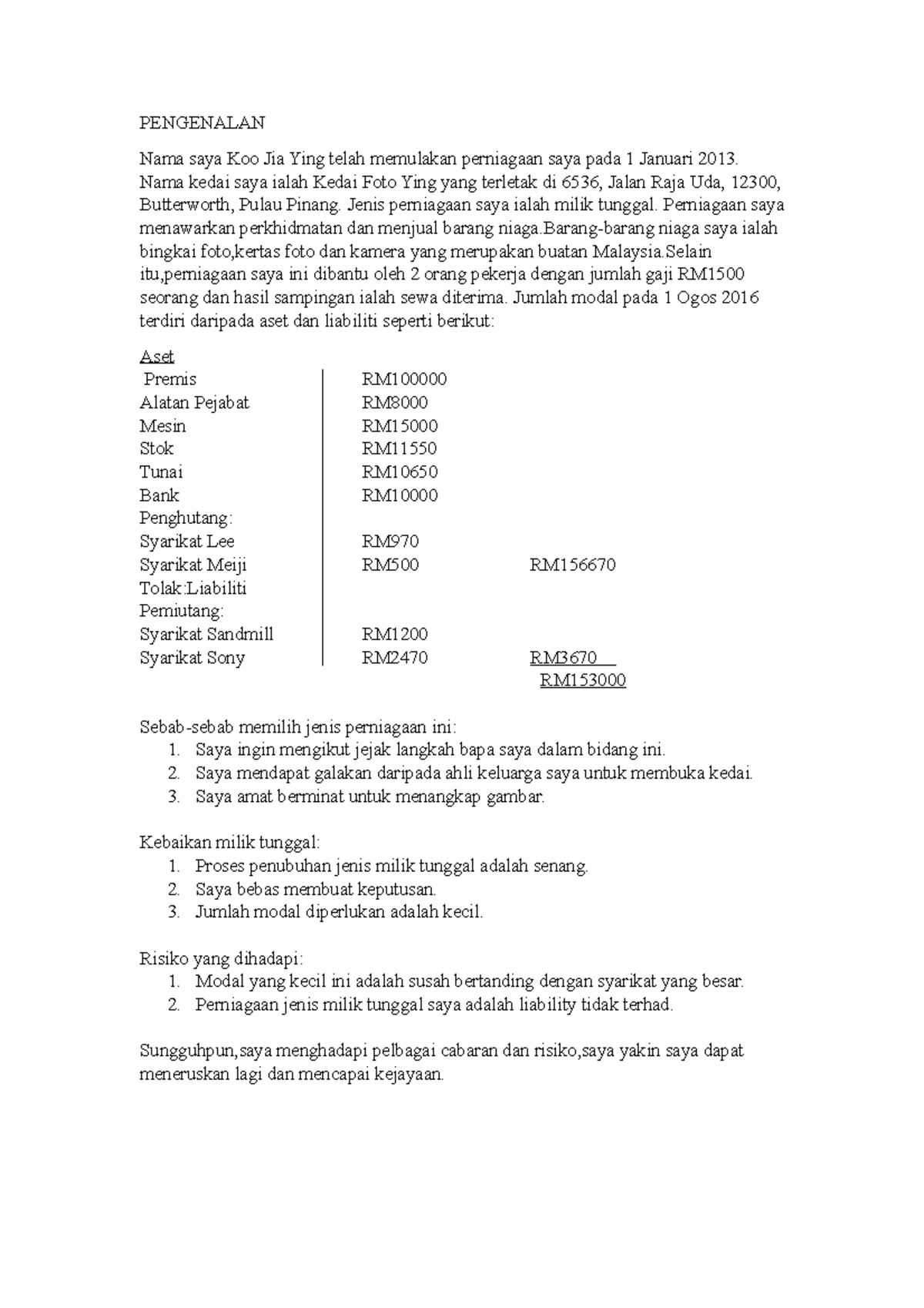 Pengenalan - chvh - PENGENALAN Nama saya Koo Jia Ying telah memulakan ...