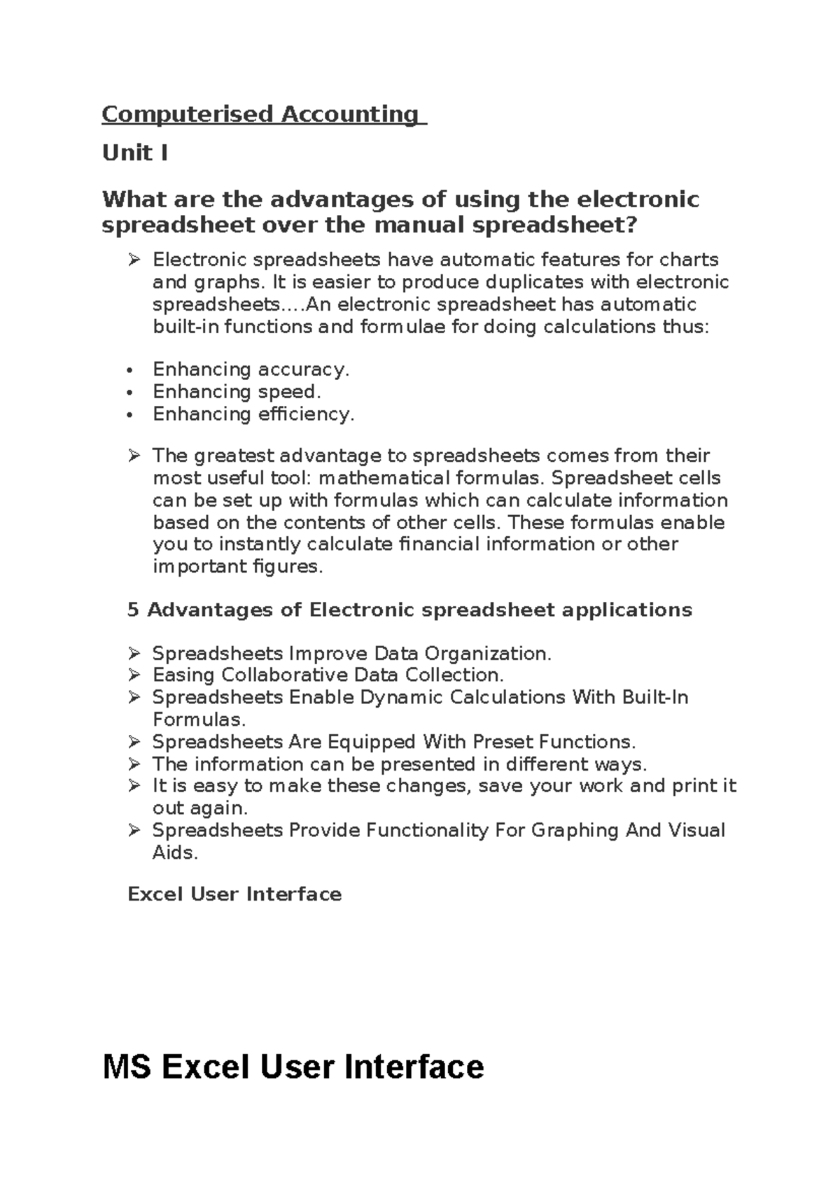 Computerised Accounting unit I notes - ####### Computerised Accounting ...