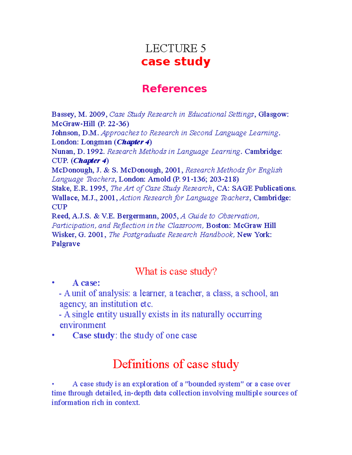 Lecture 5 - Hướng dẫn nghiên cứu điển hình - LECTURE 5 case study ...