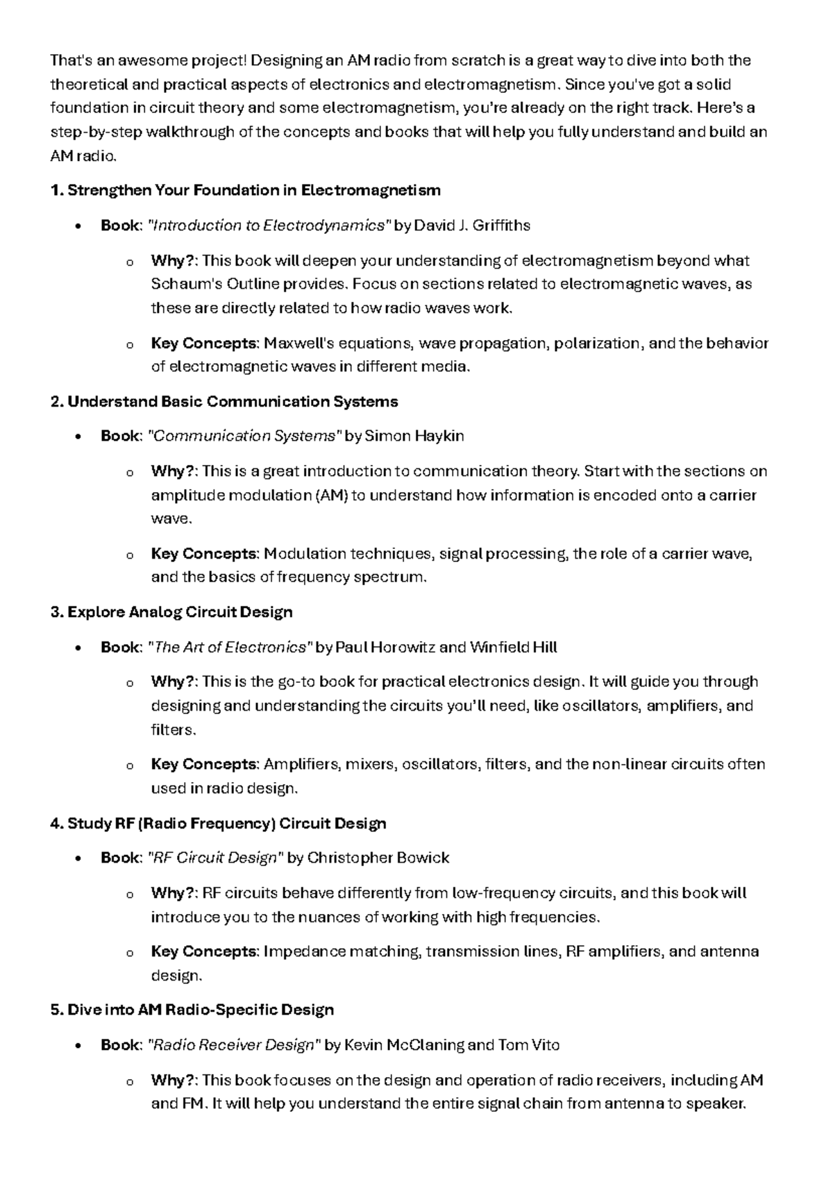 Radio Walkthrough - That's an awesome project! Designing an AM radio ...