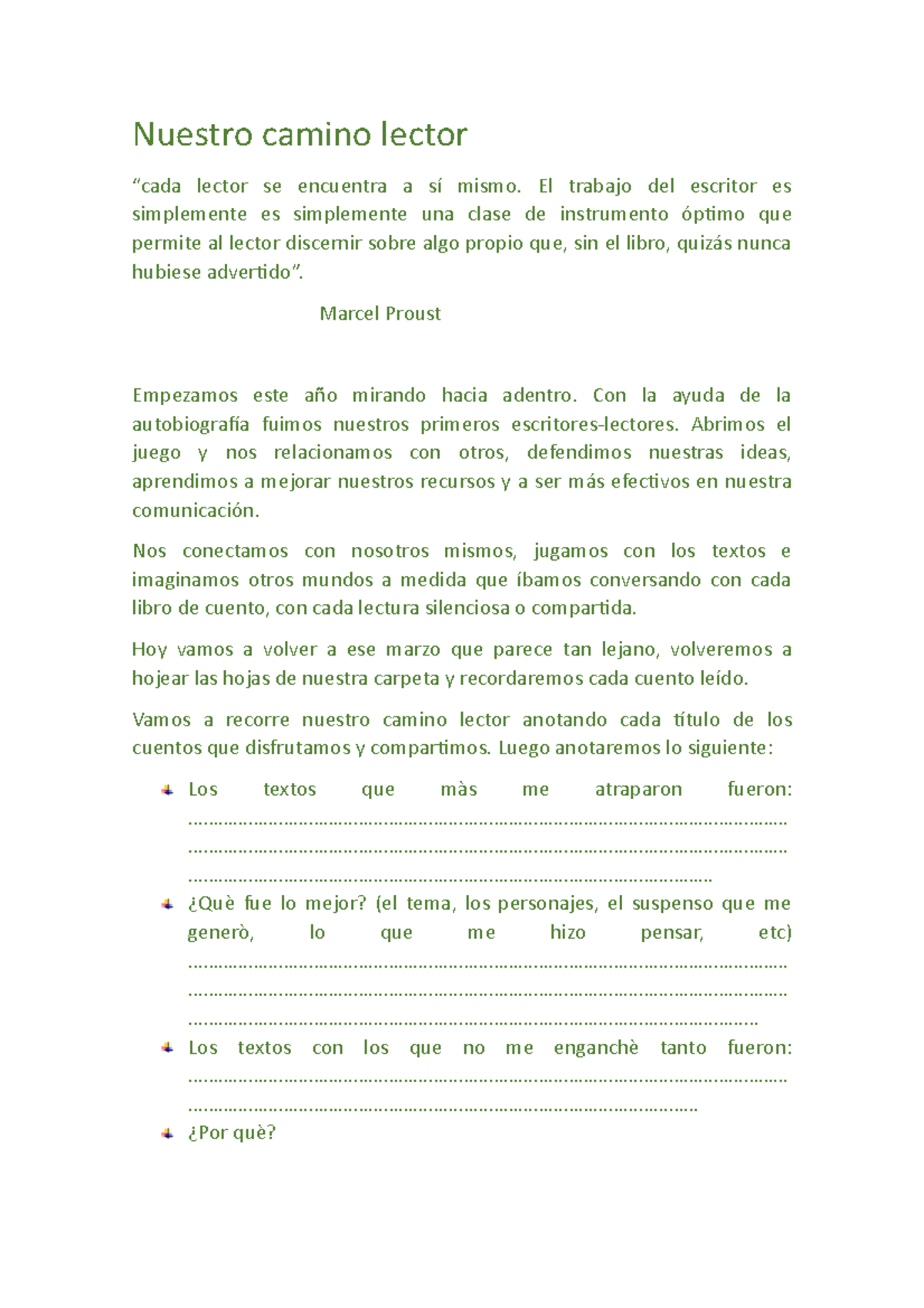 Nuestro camino lector - Conectamos las lecturas realizadas en el 1er ...