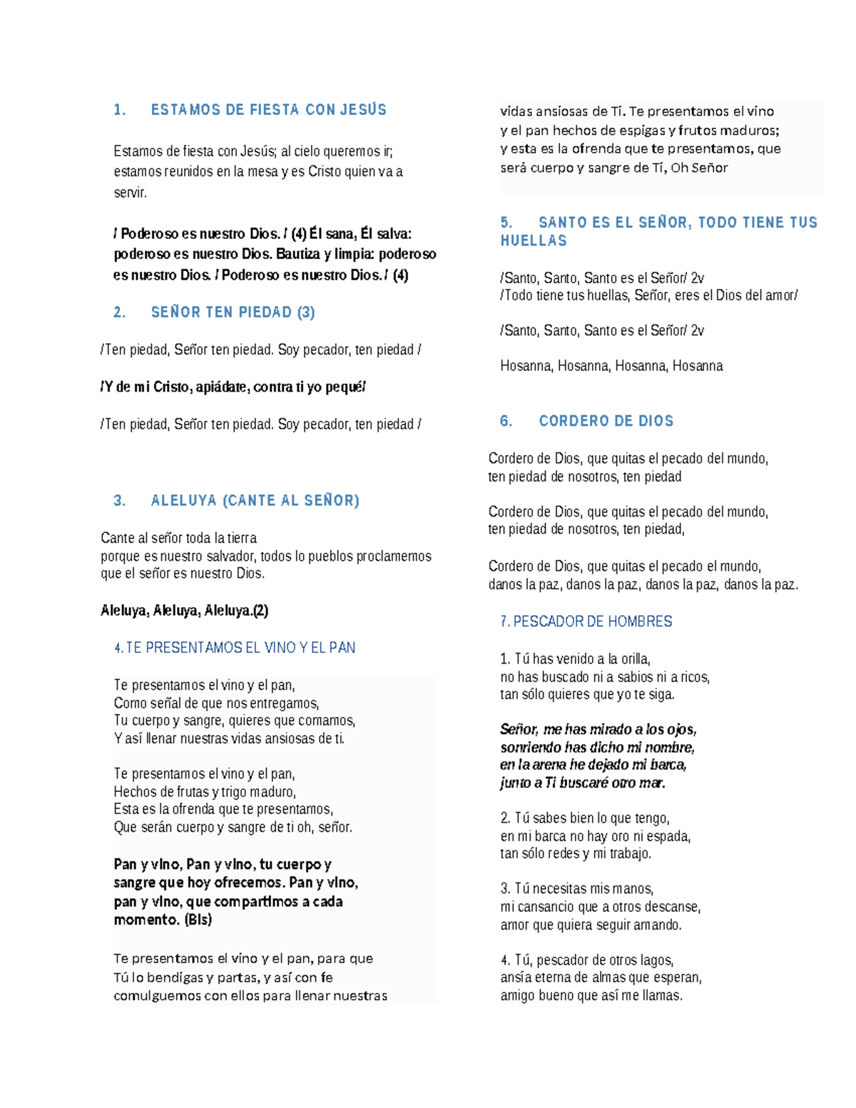 Cantos MISA con los padres - 1. ESTAMOS DE FIESTA CON JESÚS Estamos de ...