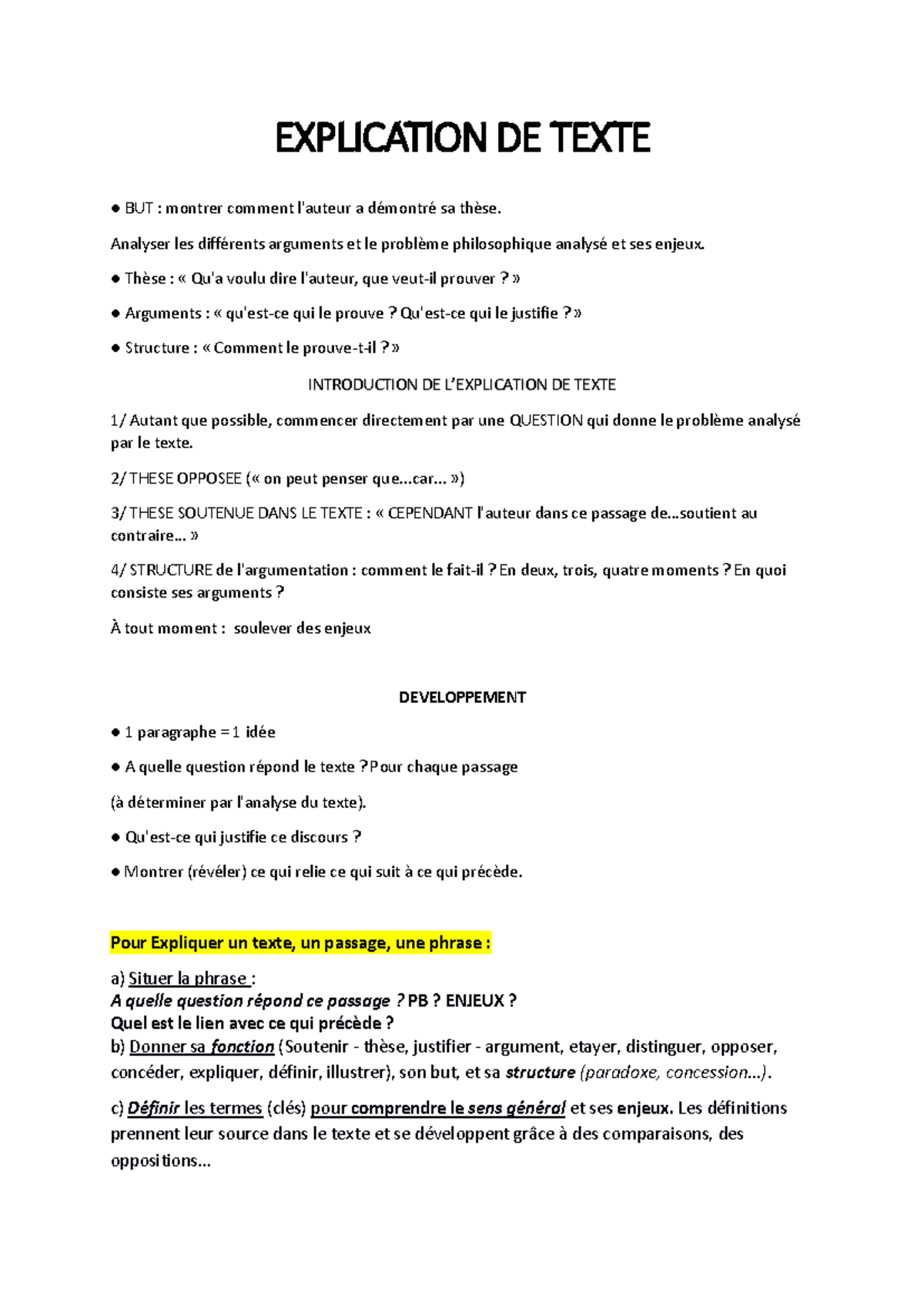 Méthode explication de texte - EXPLICATION DE TEXTE BUT : montrer ...