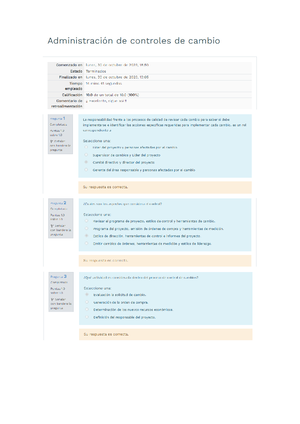 Administracion de Controles de Cambio - Modalidad de exámenes Semana 2 - Administración de - Studocu