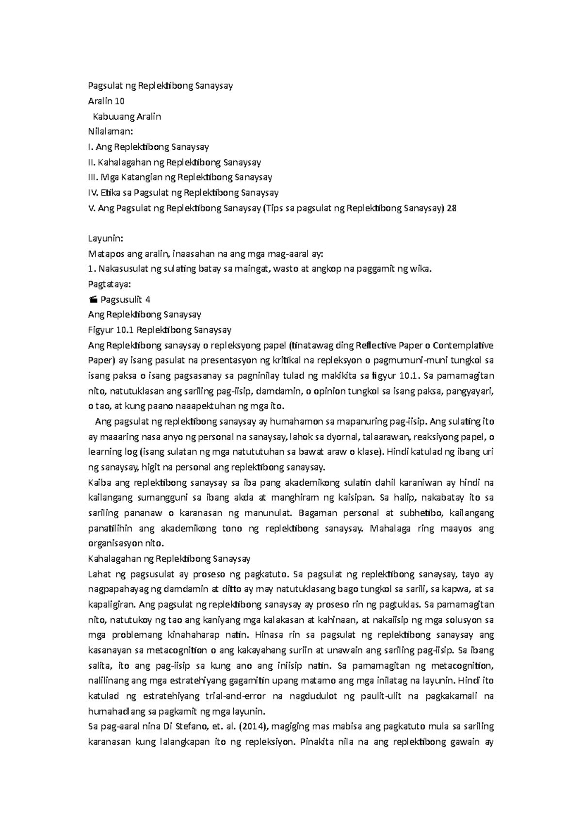 Pagsulat ng Rep - Writing Reflection Paper in Filipino Context ...