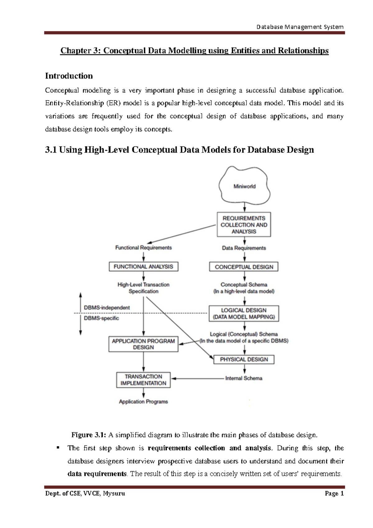 Chap3 - module-1 - Chapter 3: Conceptual Data Modelling using Entities and Relationships - Studocu