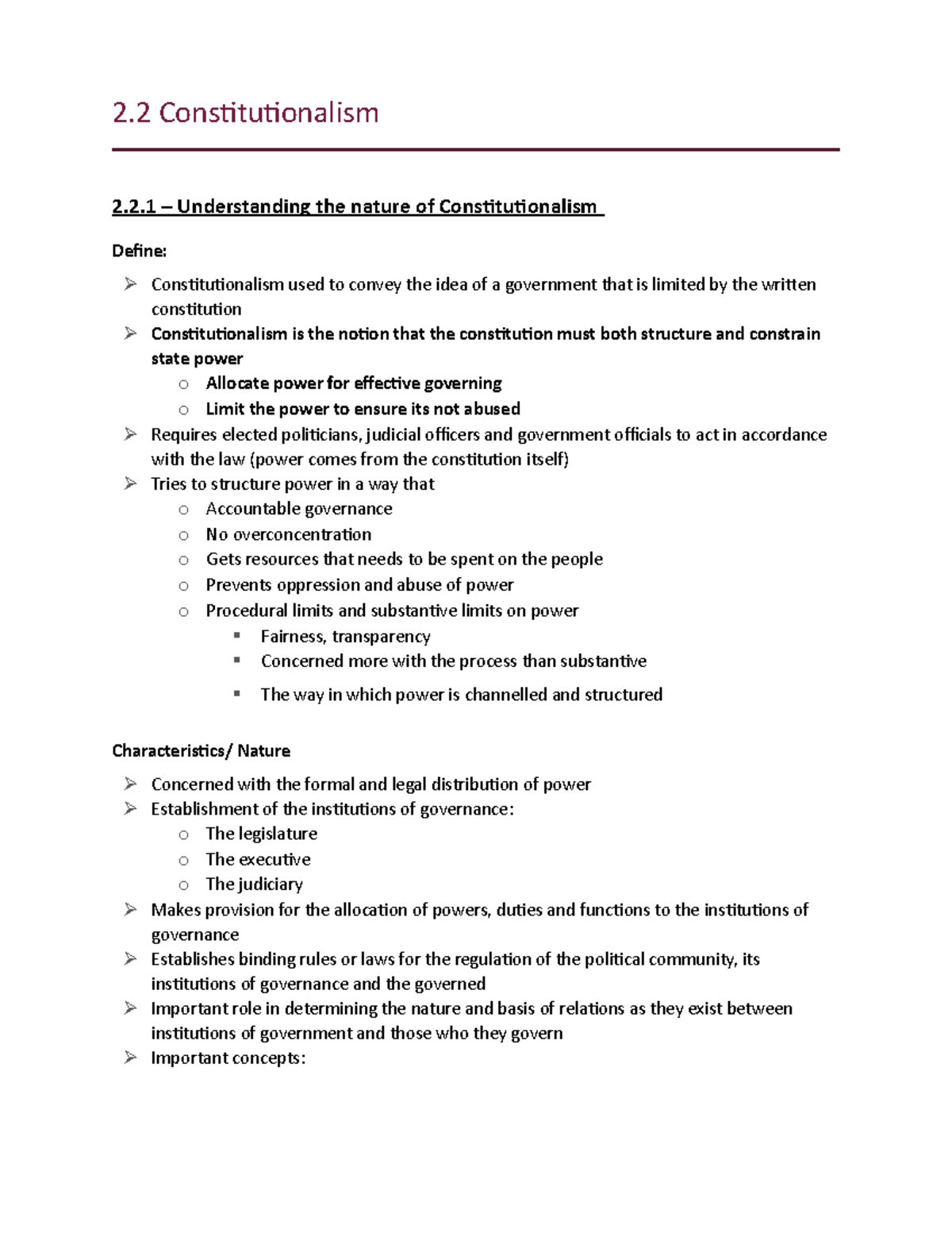 Constitutionalism - Summary South African Constitutional Law in Context ...