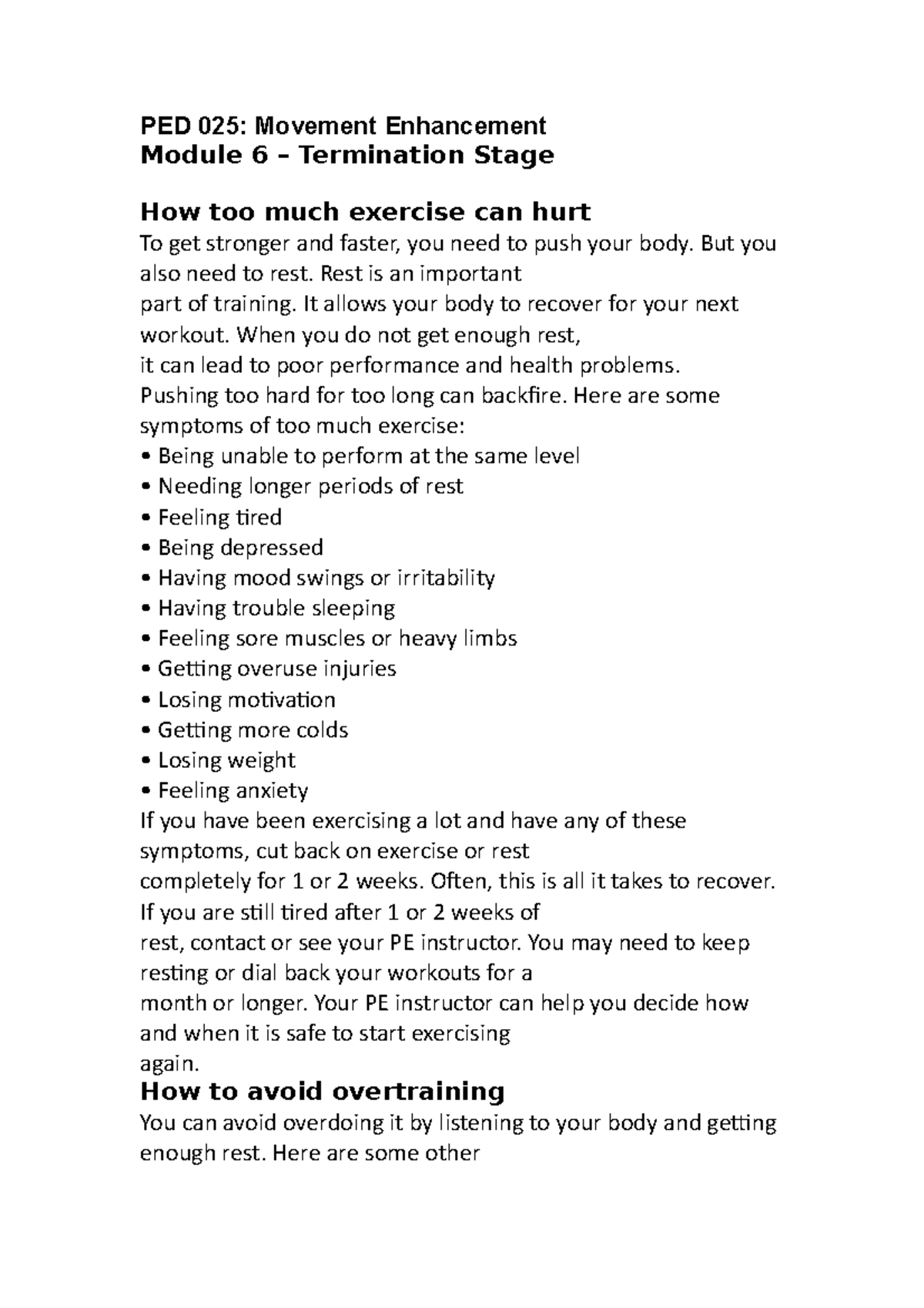 PED 025 Movement Enhancement-Module 6 - PED 025: Movement Enhancement ...