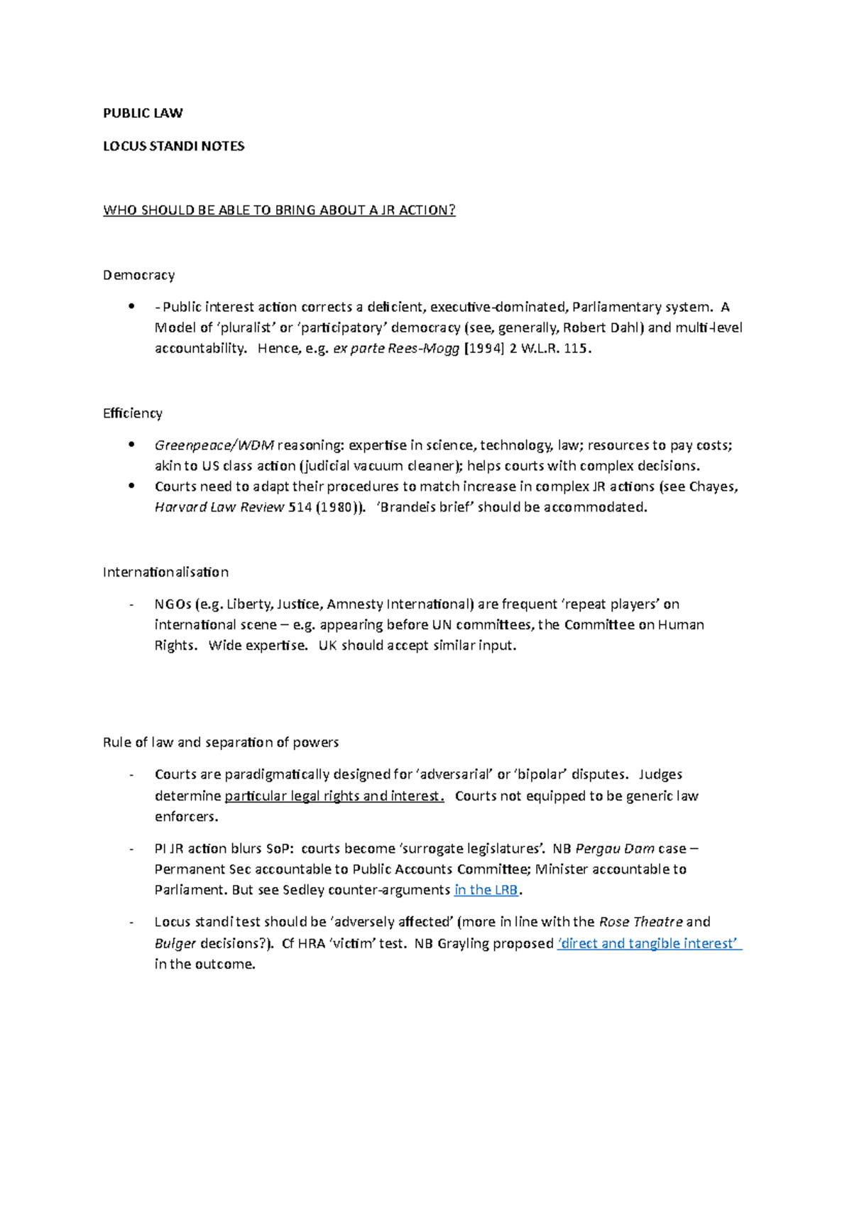 Public LAW - locus standi - PUBLIC LAW LOCUS STANDI NOTES WHO SHOULD BE ...