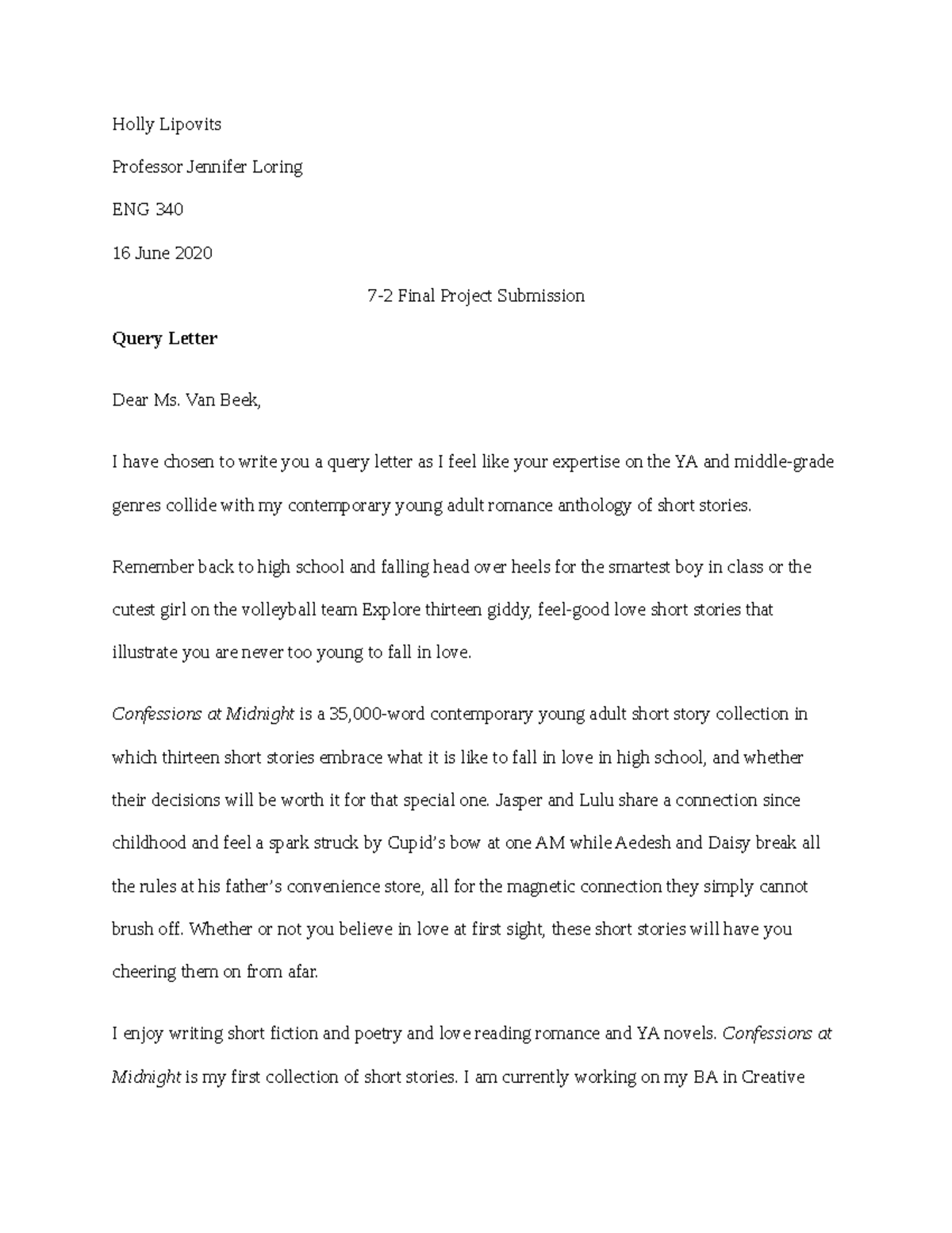 ENG 340 7 2 Final Project Submission - Holly Lipovits Professor ...