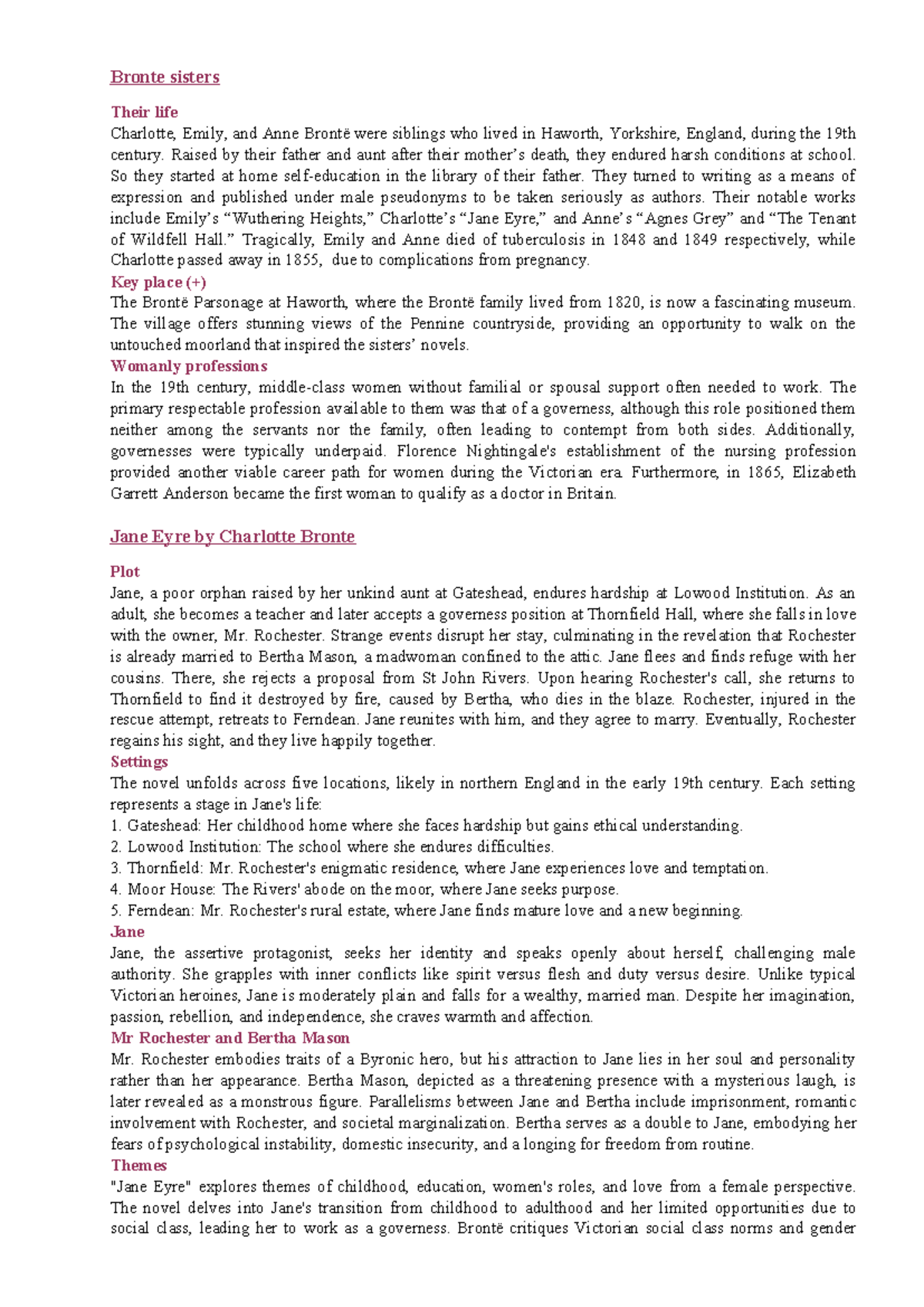 Bronte-LATE V. Period- T - Bronte sisters Their life Charlotte, Emily ...